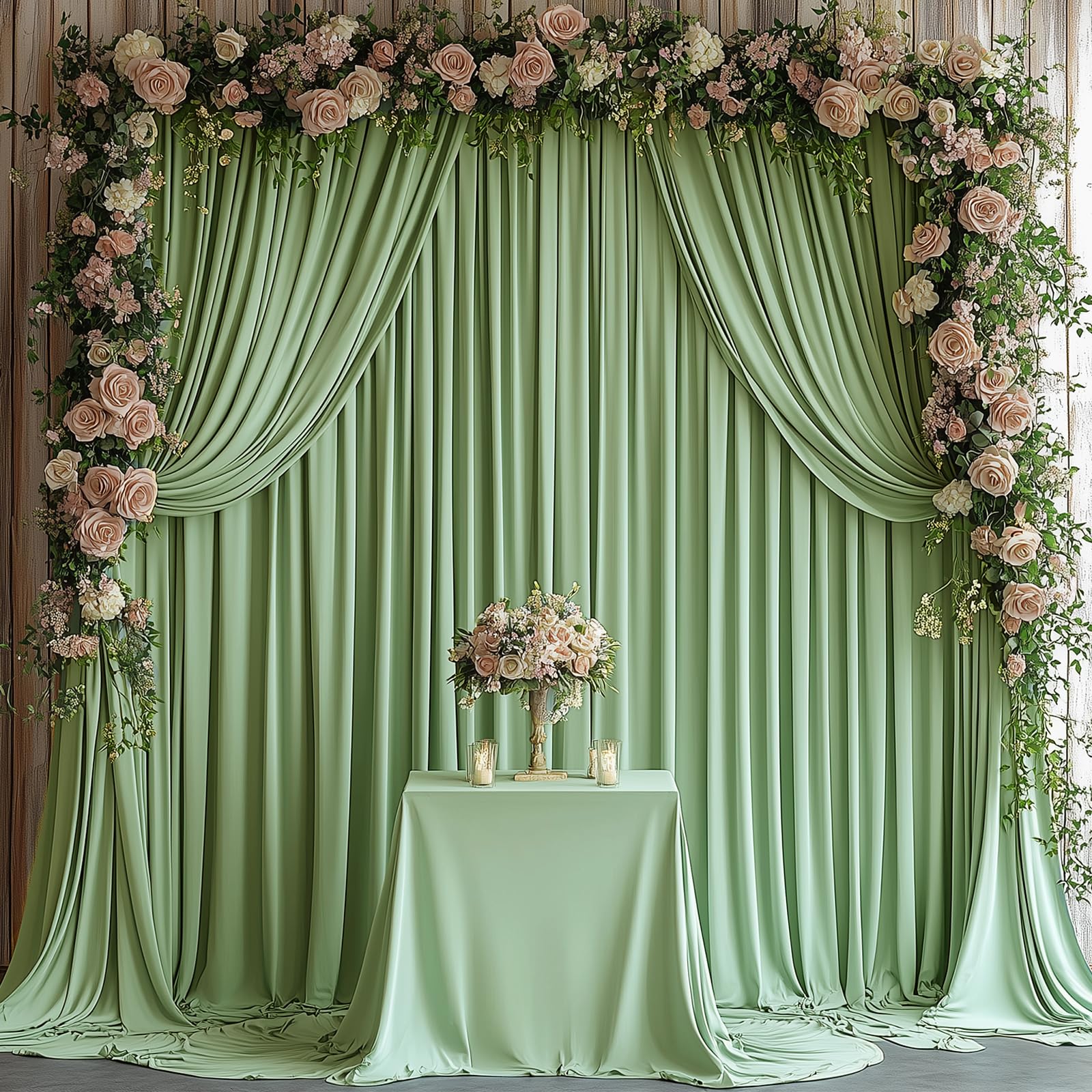 Amazon.com : 30x10FT Wrinkle Free Sage Green Backdrop Curtains for ...
