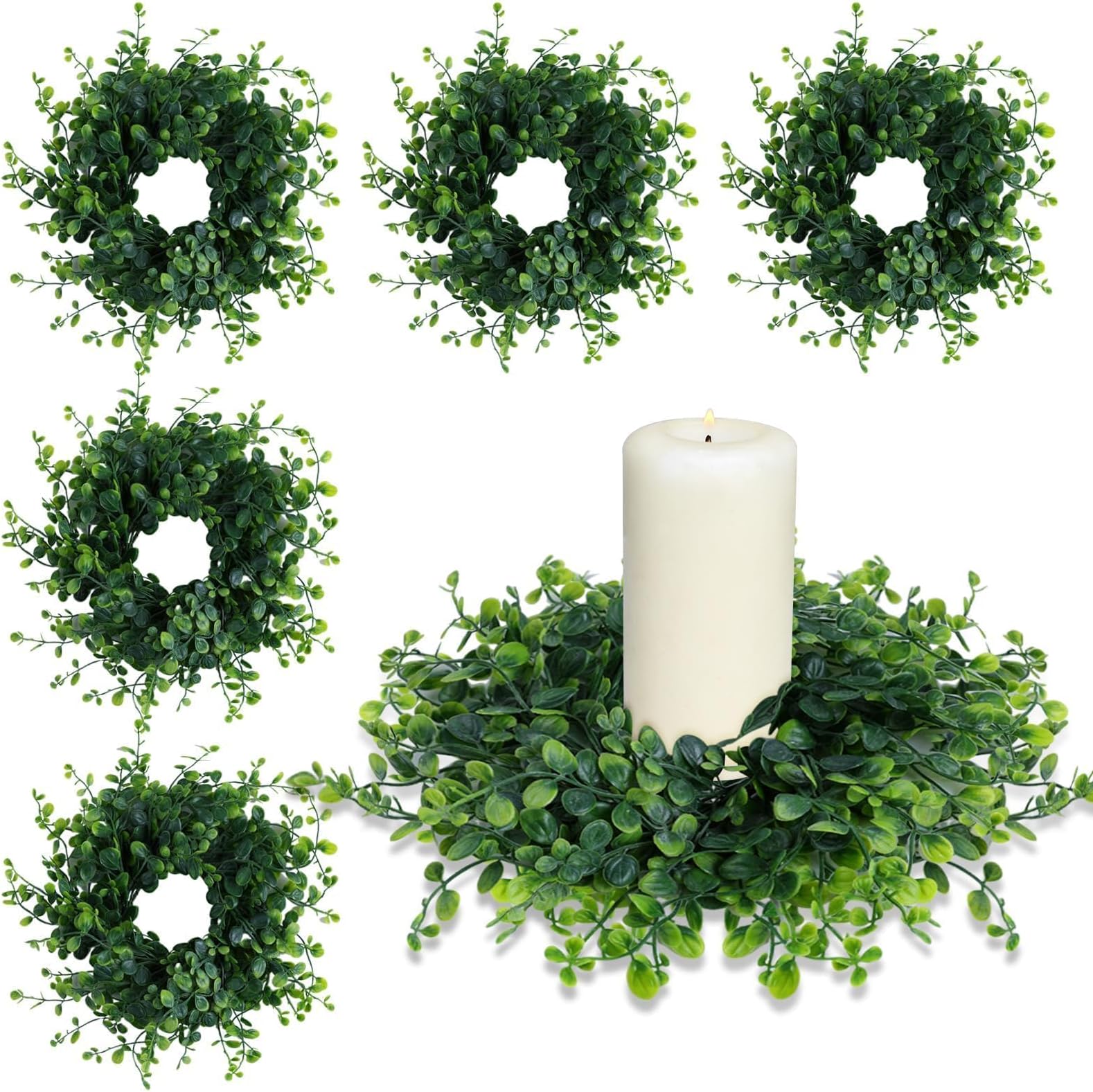 Amazon.com: 6 Pcs Candle Rings Wreaths 3 Inch Wedding Candle Rings ...