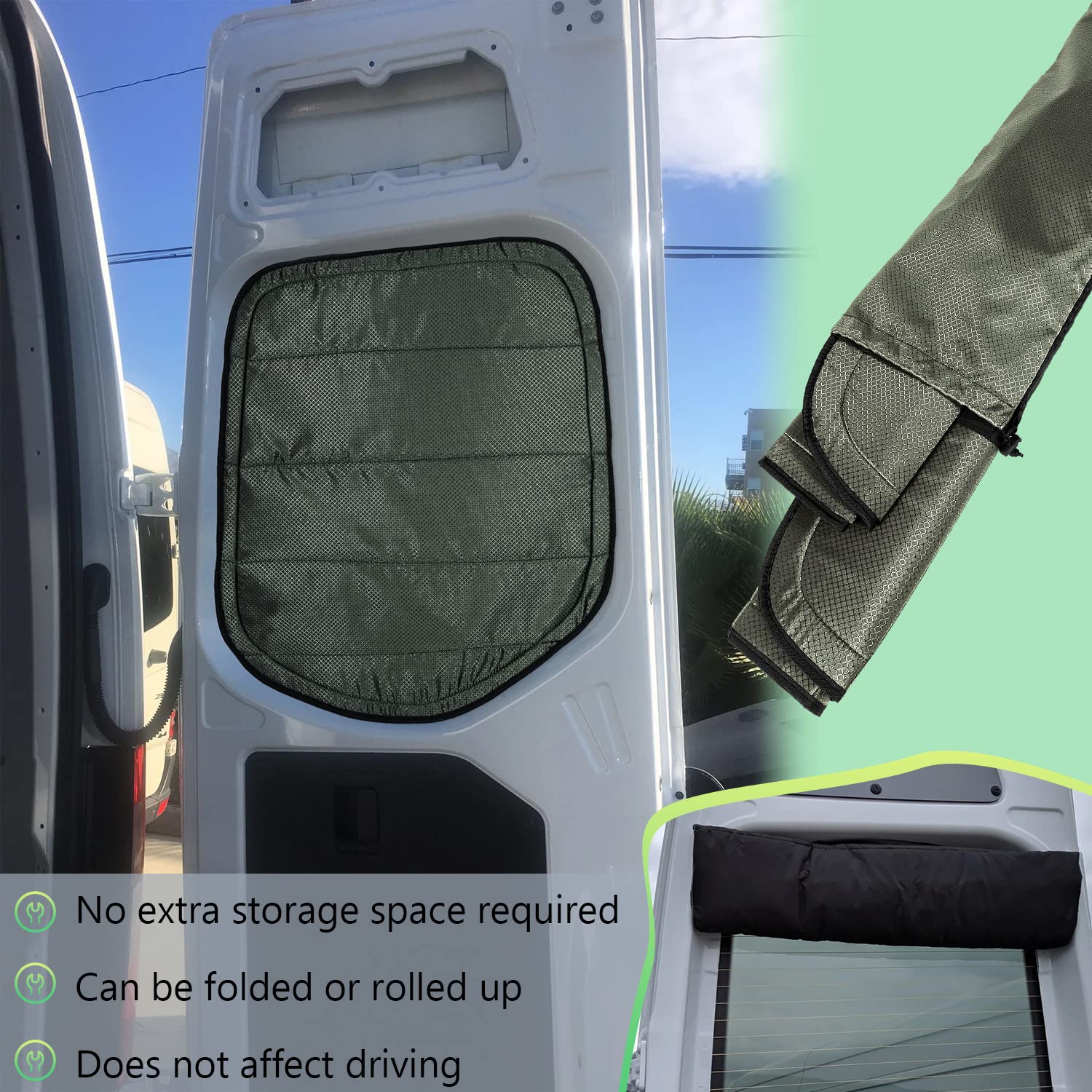for Mercedes-Benz Sprinter Cargo Van 2019+ Insulated Blackout Rear Door ...