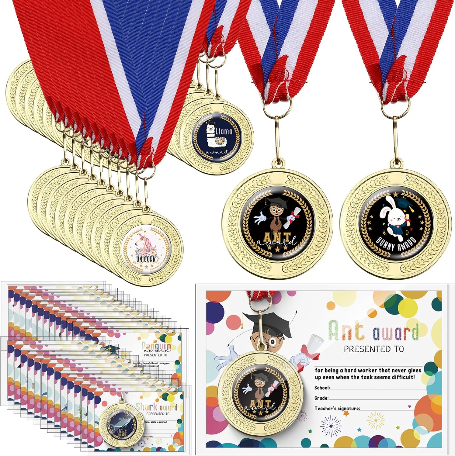 HyDren 60 Sets Preschool Graduation Medals for Kids Certificates of ...
