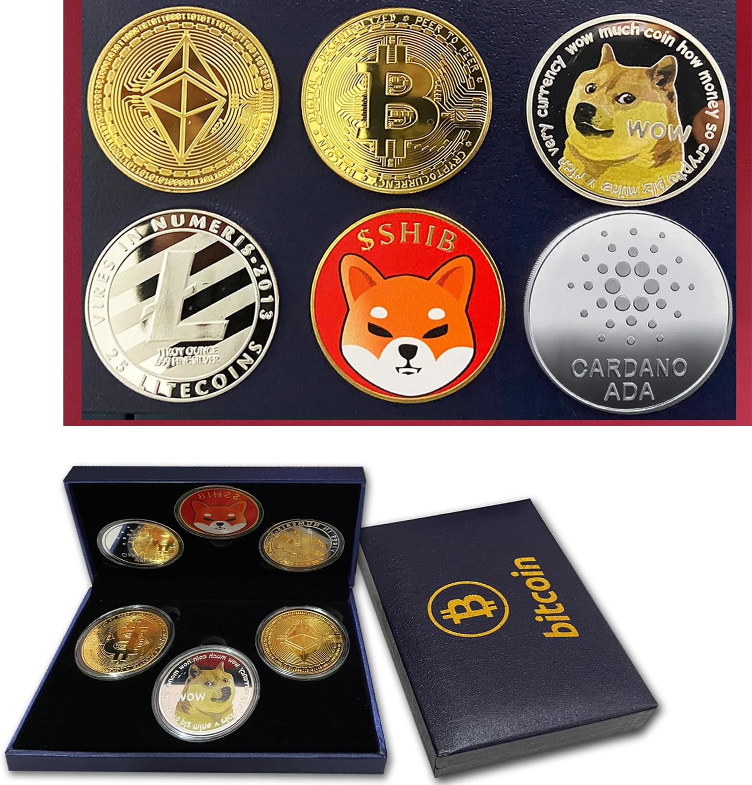 Amazon.com : Gold Plated Physical Bitcoin (BTC) - Ethereum (ETH) Shiba ...