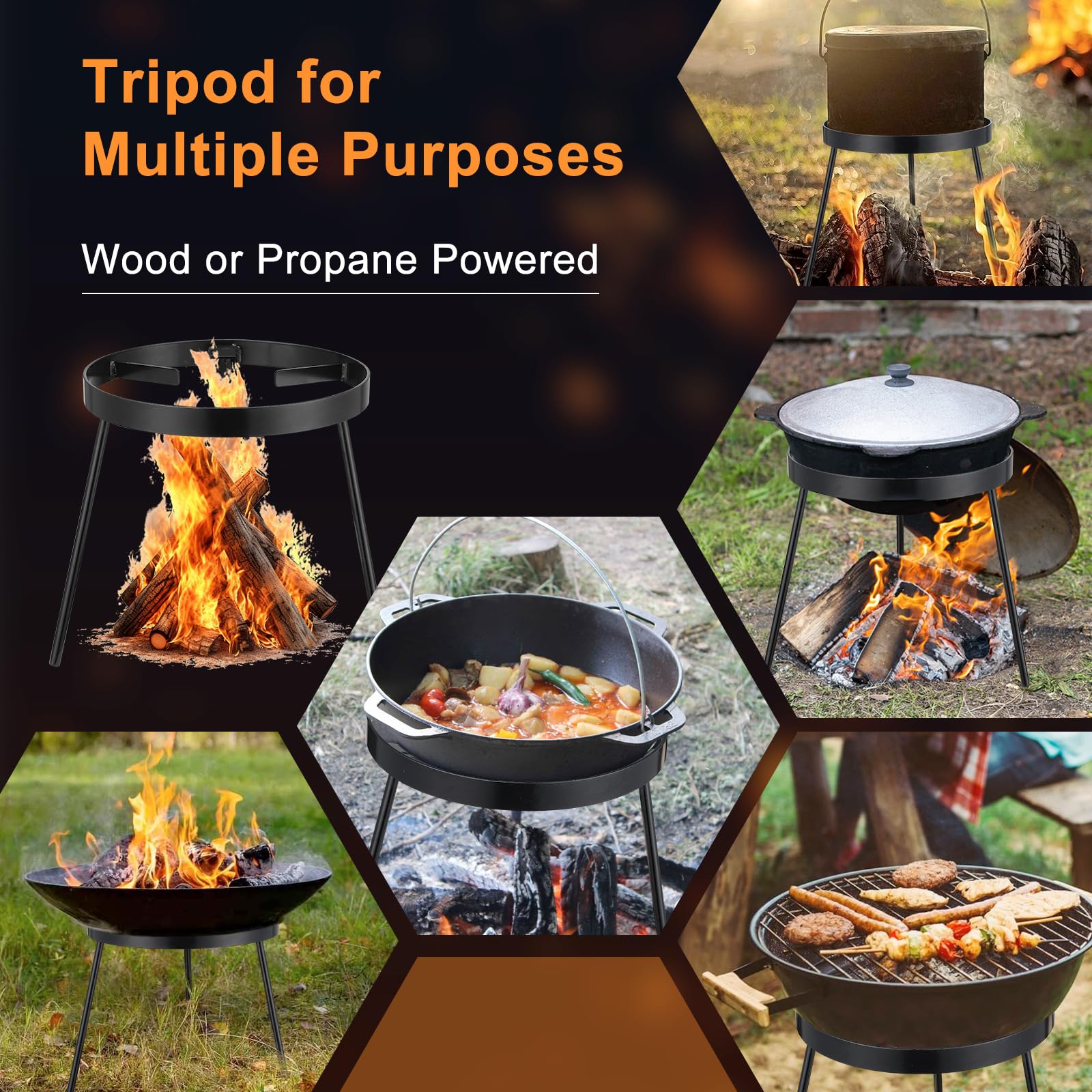 Snapklik.com : Campfire Tripod For Dutch Oven, Portable Camping Tripod ...