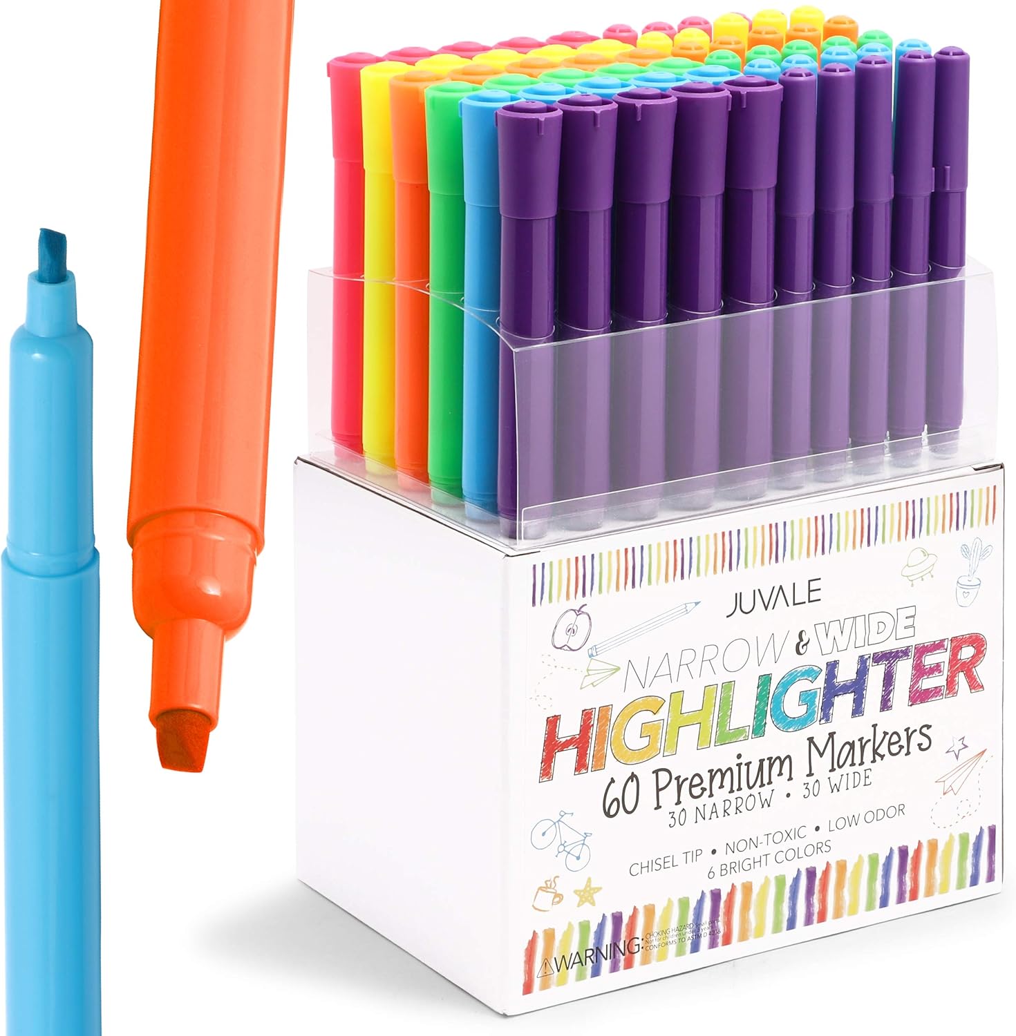 Amazon.com: Highlighter Markers, Narrow and Chisel Tip (6 Colors, 60 Pack)