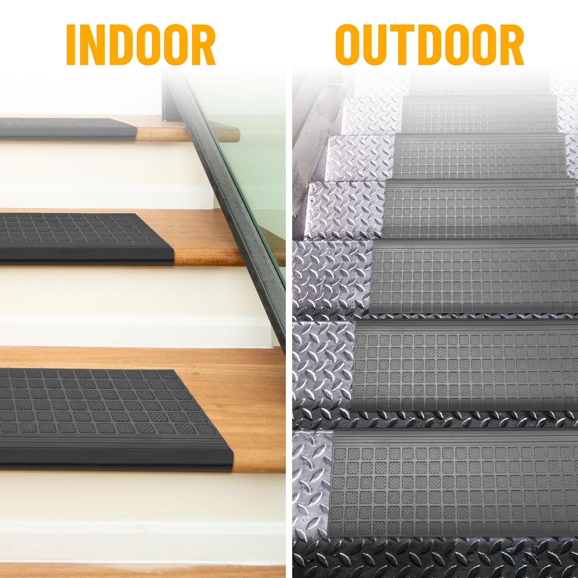 Snapklik.com : Ottomanson All-Weather Bullnose Rubber Stair Treads Non ...