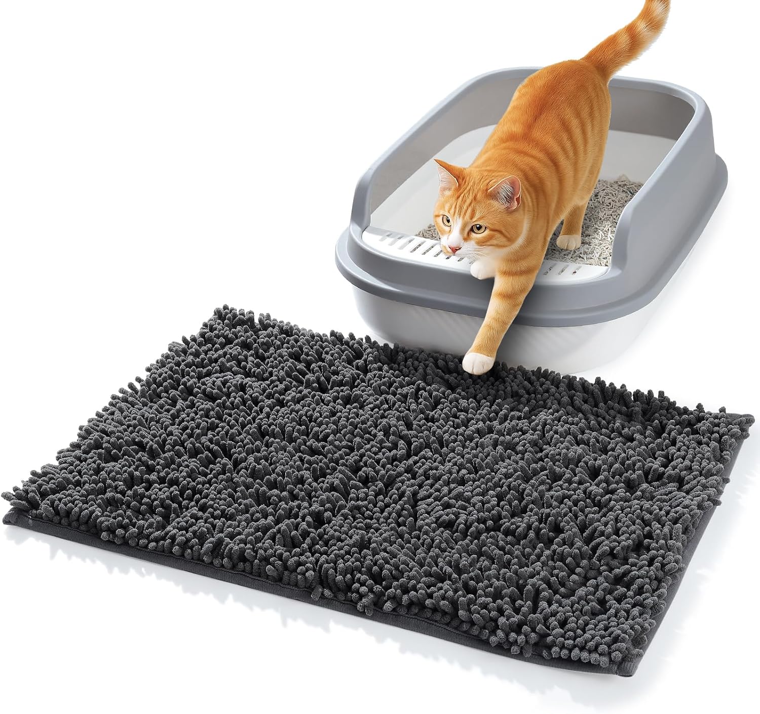 Amazon.com: Chenille Cat Litter Mat, 24x16 Inch Non-Slip Waterproof ...