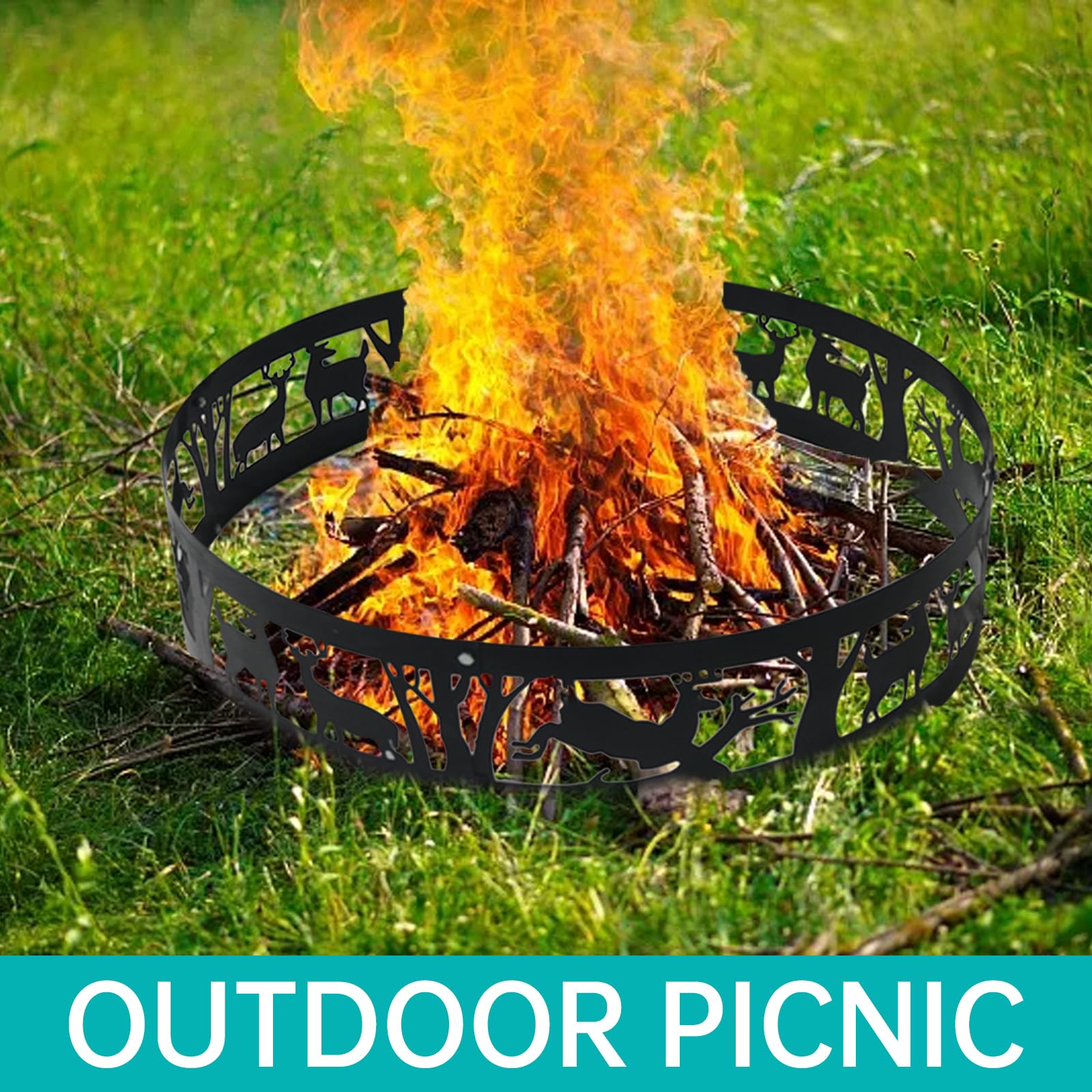 Steel Fire Pit Ring 36 Inch Heavy-Duty | Portable Outdoor Campfire Ring ...