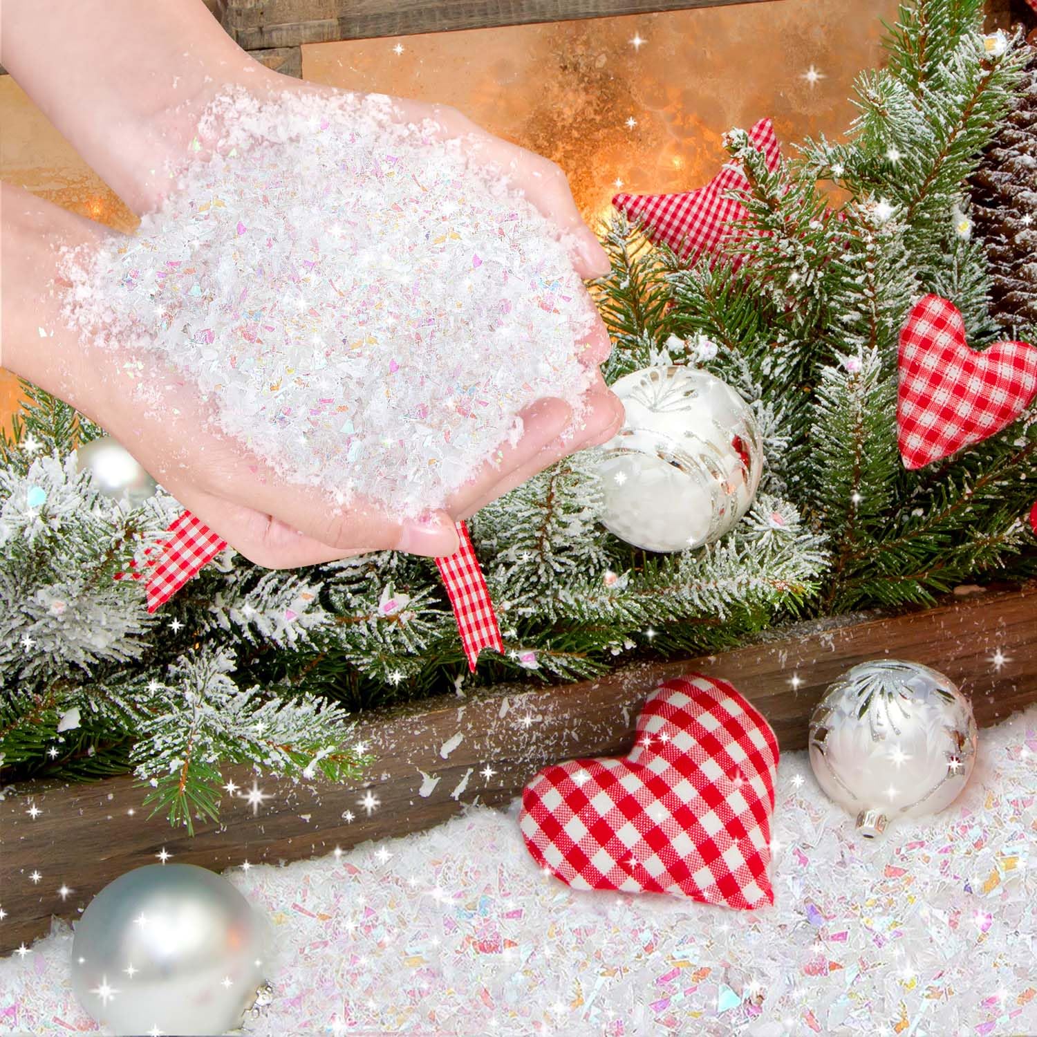 Amazon.com: Yonsya Christmas Fake Snow Twinkles Artificial Flake Snow ...
