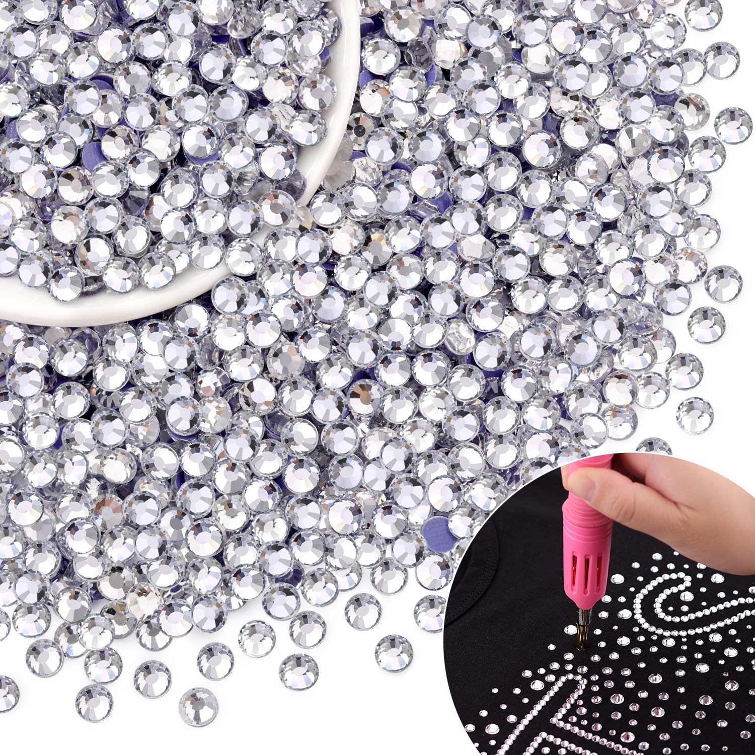 Amazon.com: 3000Pcs Hotfix Rhinestones for Clothing, Clear SS20 Iron On ...