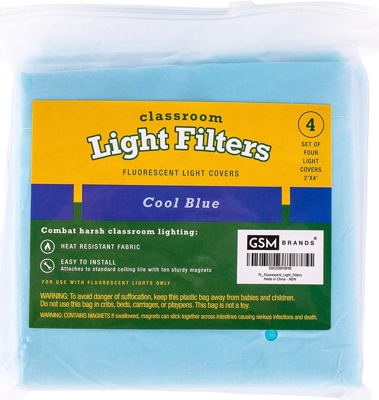 GSM Brands Fluorescent Light Diffuser Covers (Set of 4) Filters Light ...