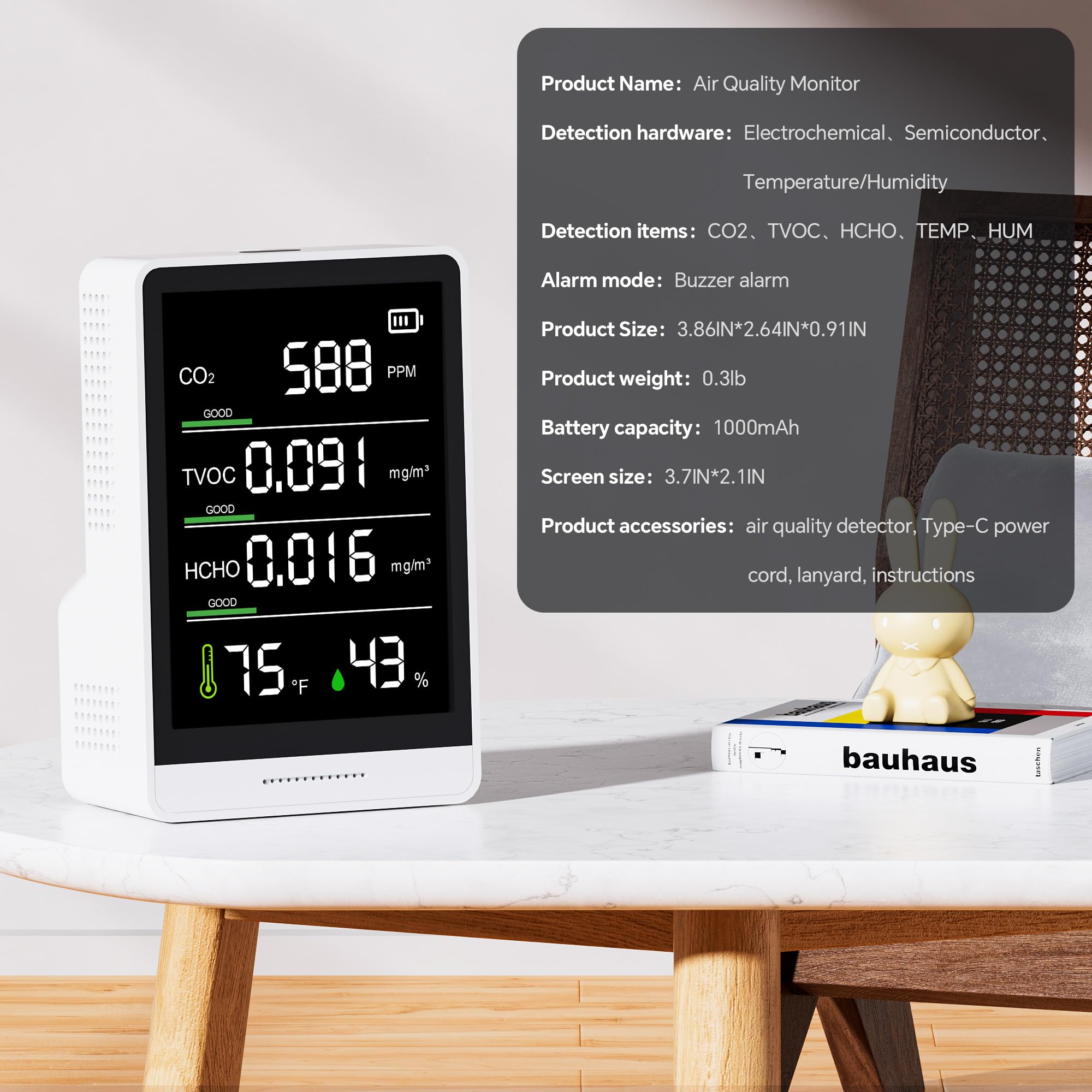 Snapklik.com : 5-in-1 Professional Indoor Air Quality Monitor Indoor ...