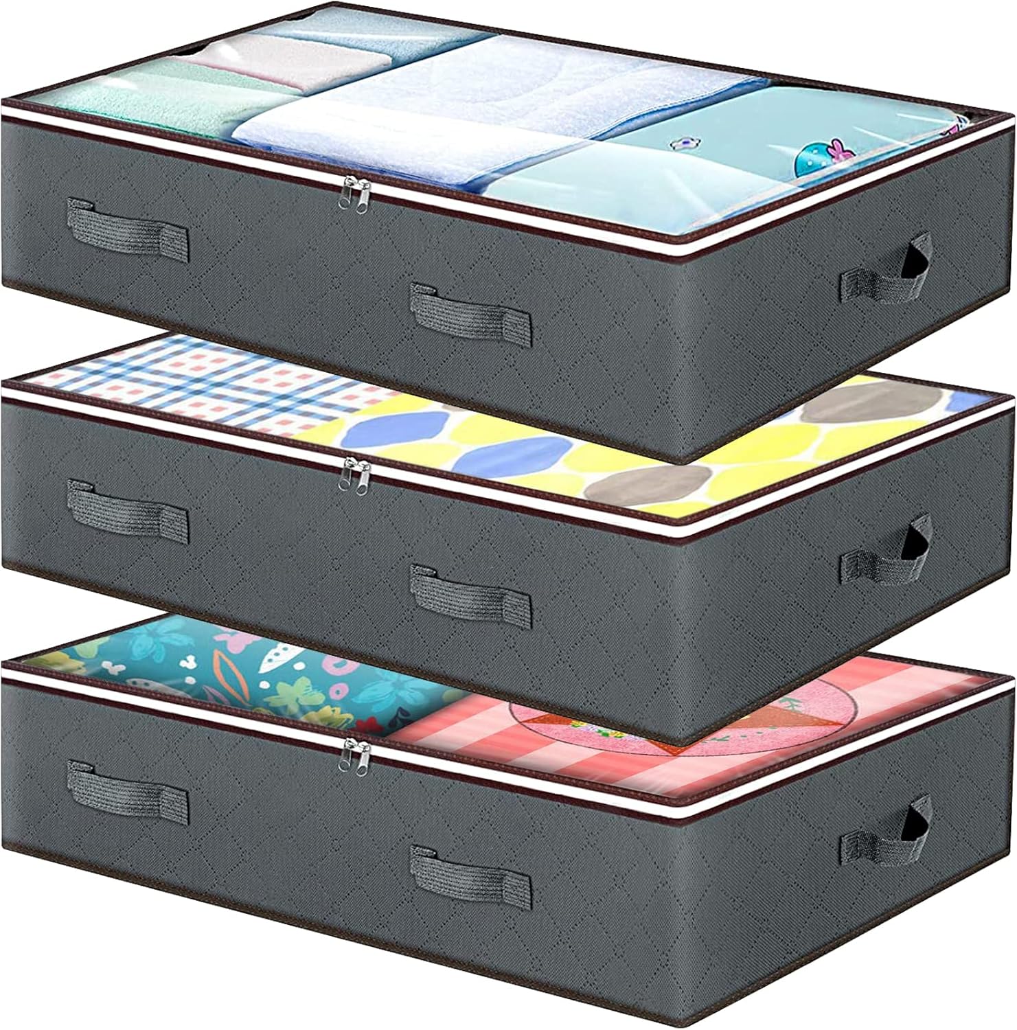 100L 3-Pack Underbed Storage Bags,Containers for Under Bed Organiser ...