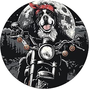 Amazon.com: macago Vintage Newfoundland Dog Motorcycle Round Metal Sign ...