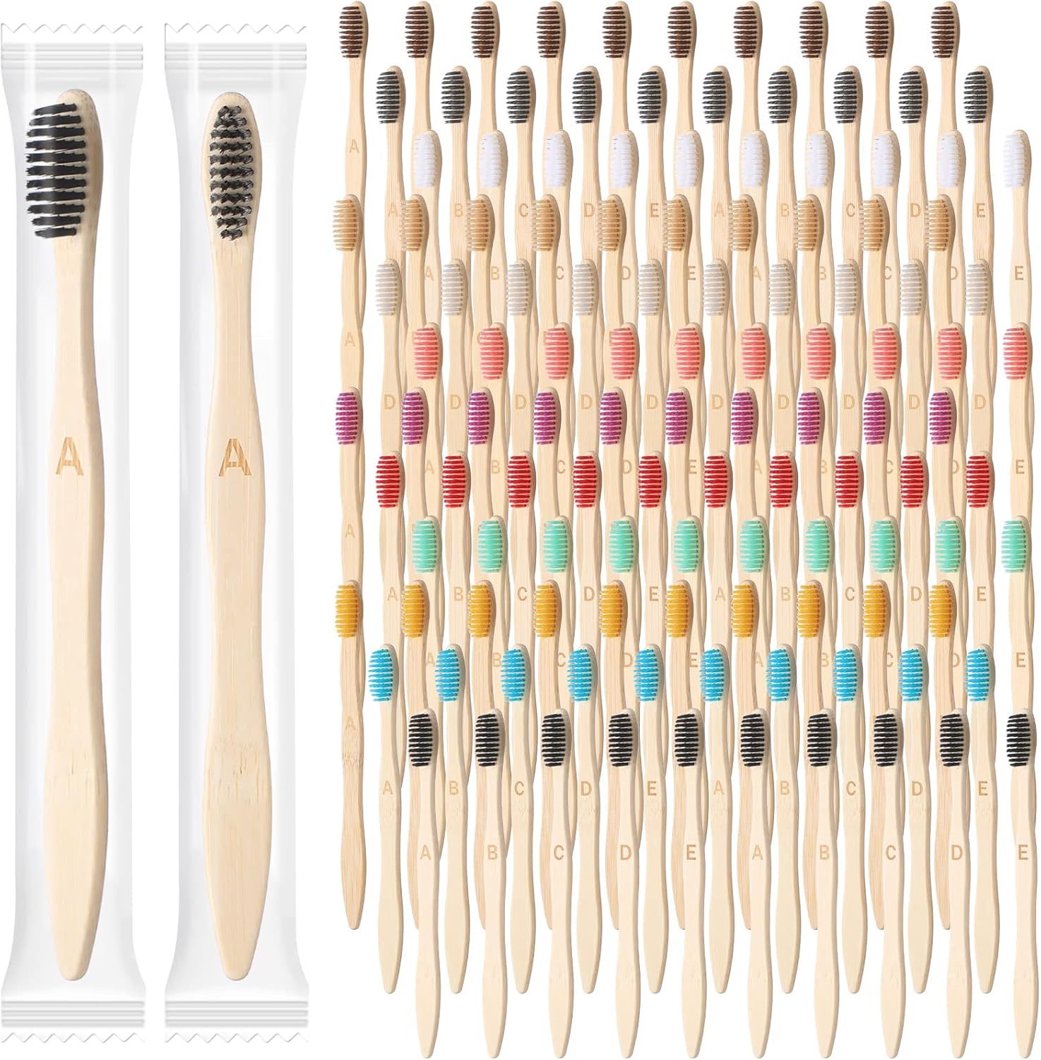 Amazon.com : Sieral 120 Pcs 120 Pcs Bamboo Toothbrushes Bulk Soft ...