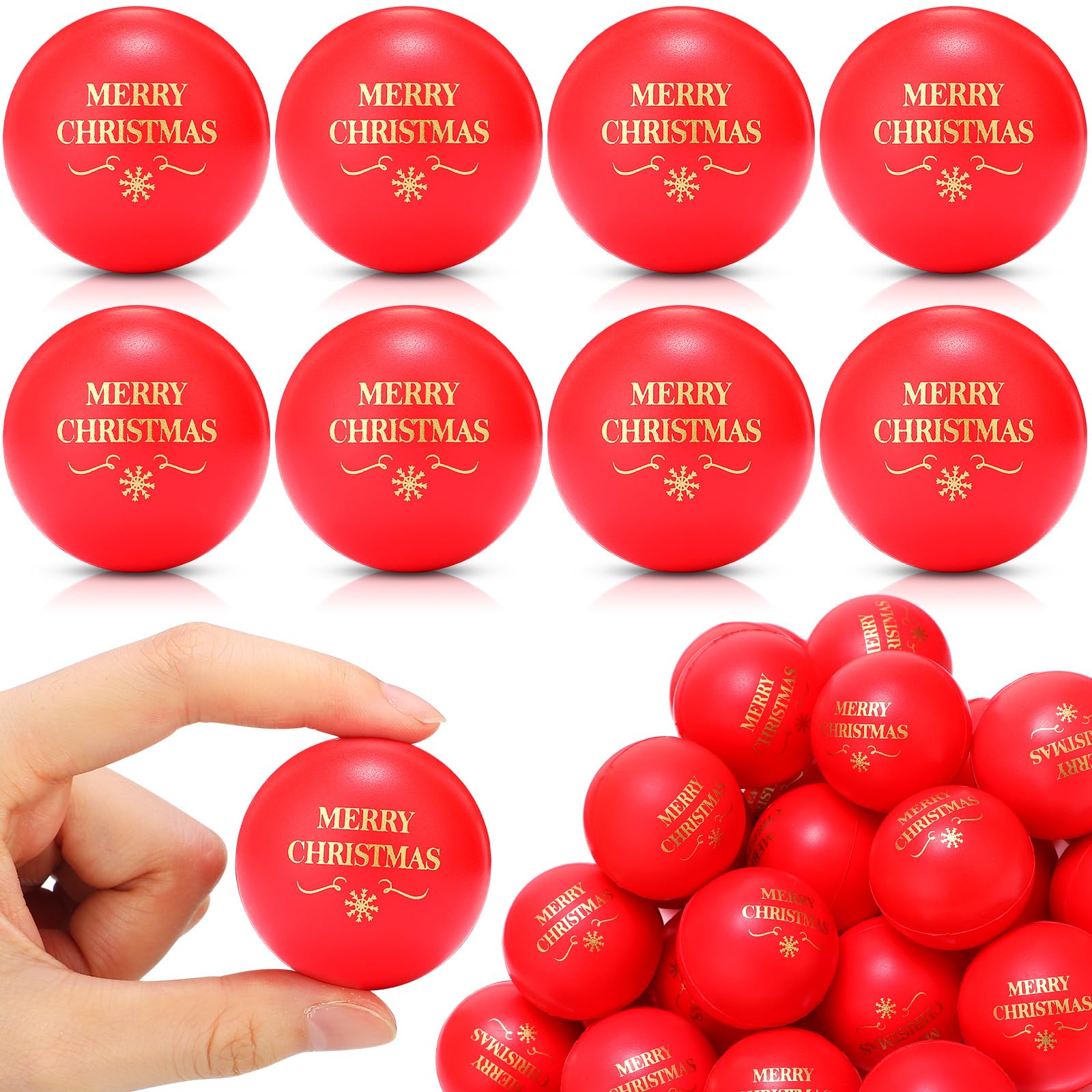 Jenaai 30 Pcs Mini Christmas Stress Balls 1.57 Inch Xmas Red Squeeze ...