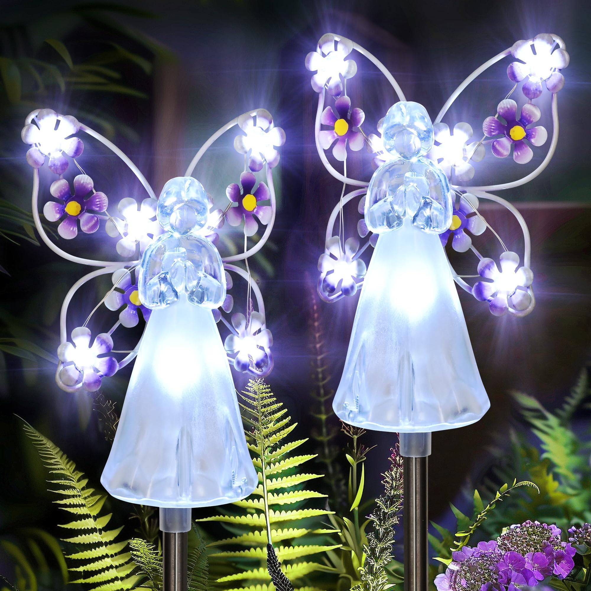Amazon.com : Florals Solar LED Angel Lights, Garden Stake Outdoor Yard ...
