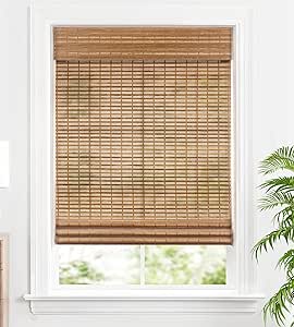 Amazon.com: LazBlinds Cordless Bamboo Roman Shades, Custom Light ...