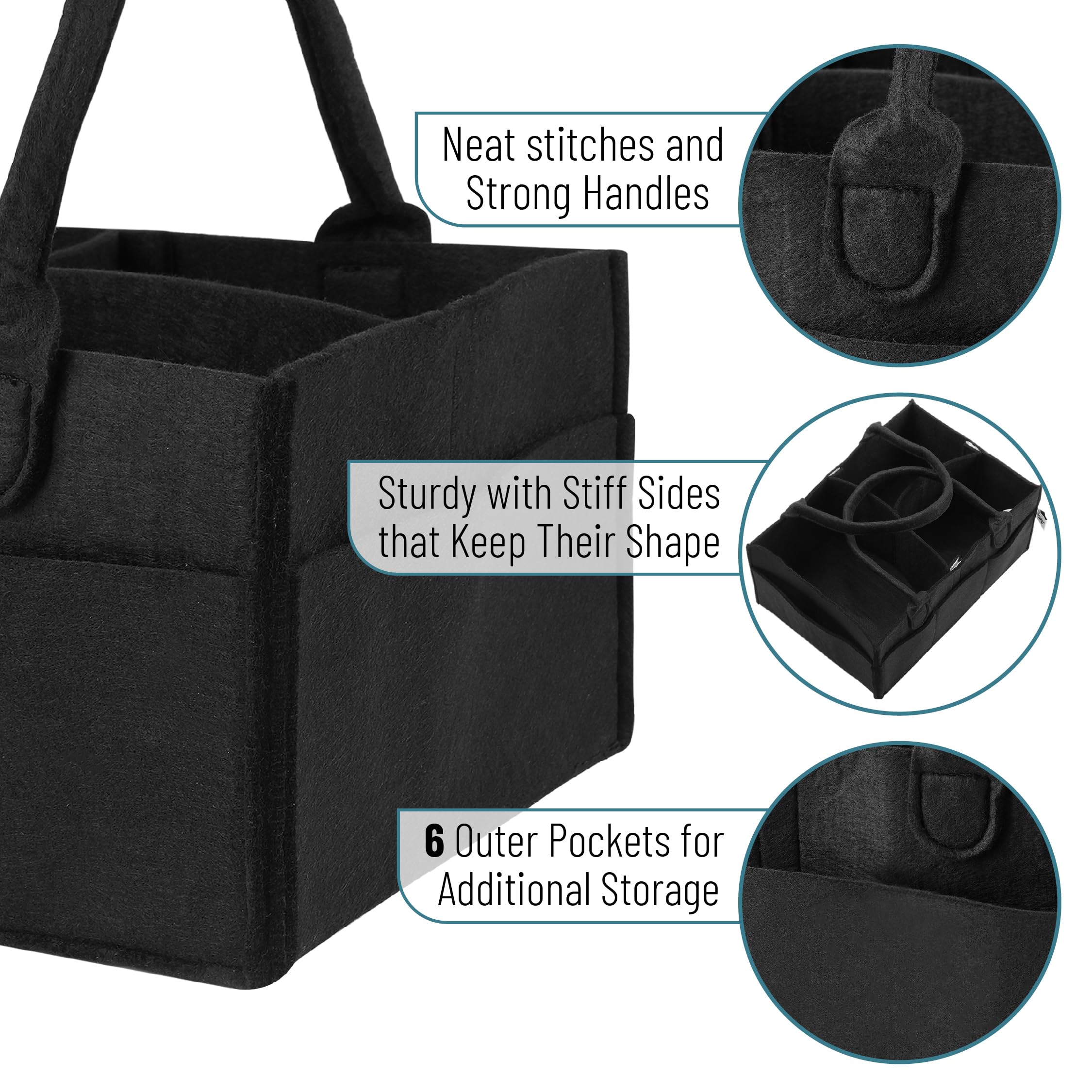 Snapklik.com : Mr Pen Baby Diaper Caddy - Black Car Diaper Organizer