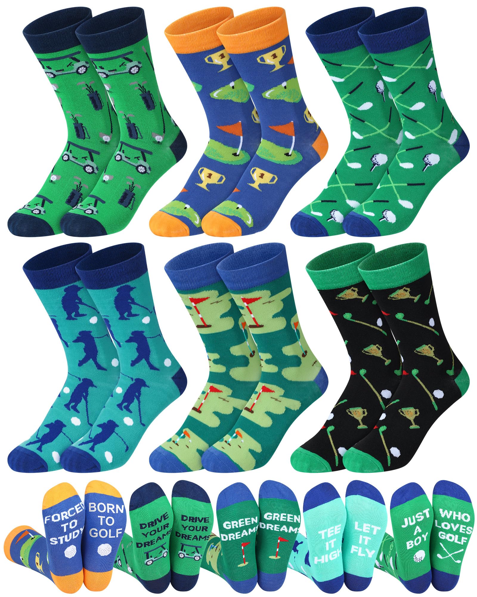 Amazon.com: Croloose 6 Pairs Golf Socks for Boys Novelty Golf Crew ...