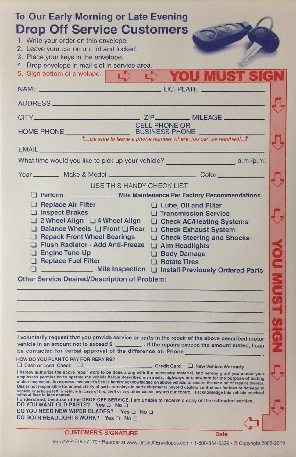 Amazon.com : Key Drop Off Envelope EDO-7170 (500 Qty.)(P14) : Office ...