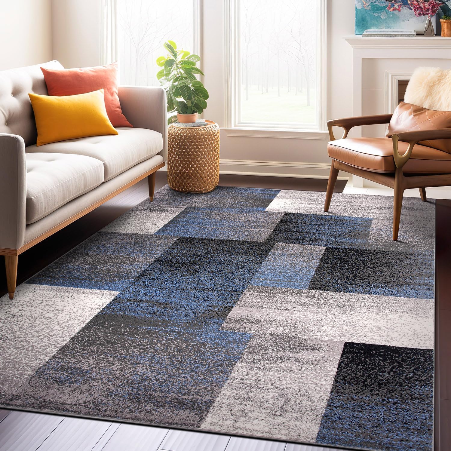 Amazon.com: HOMFINE Washable Modern Area Rug - Geometry Style 4x6 Rugs ...