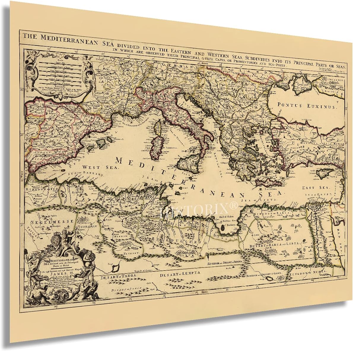 Amazon.com: HISTORIX Vintage 1680 Mediterranean Sea Map Print - 18x24 ...