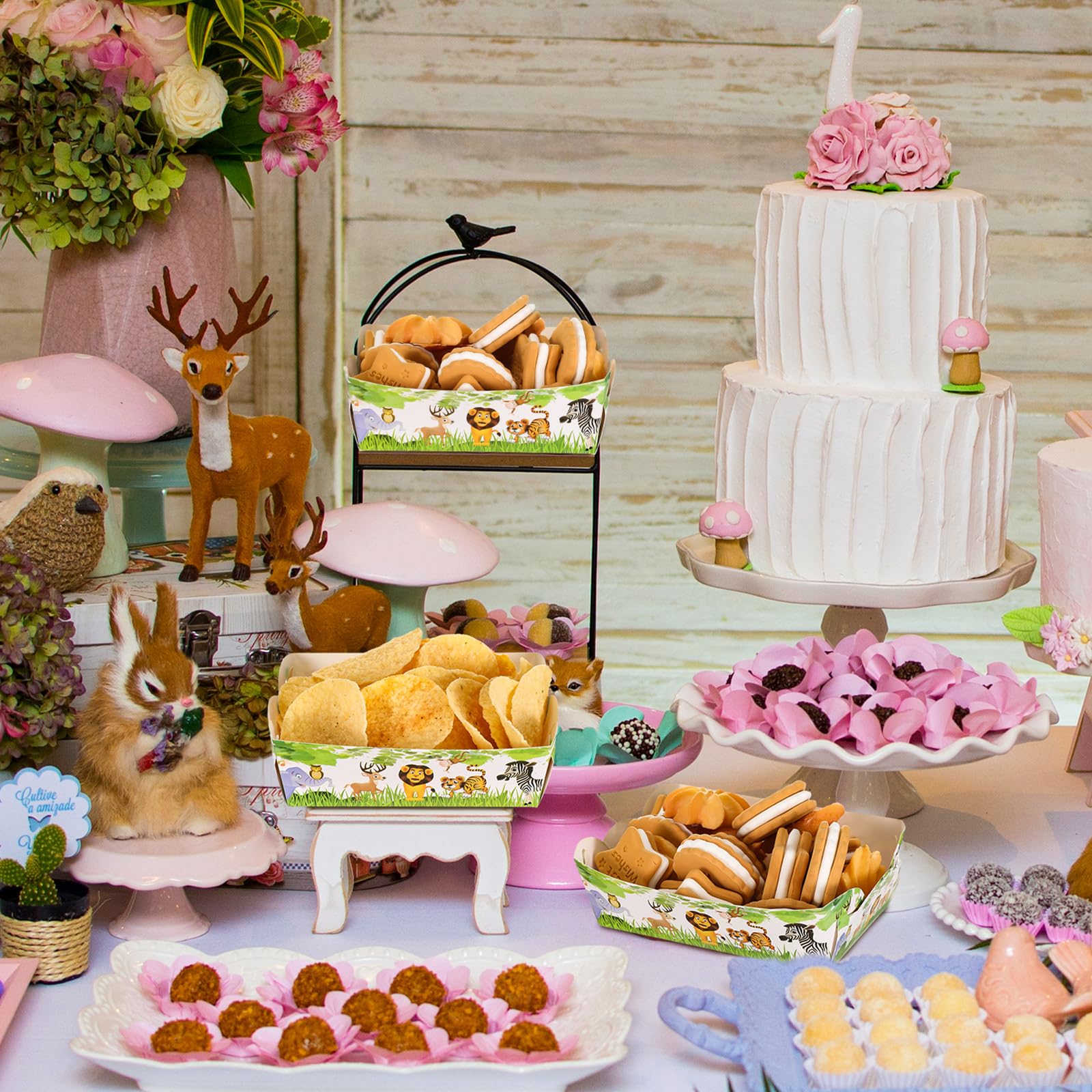 Snapklik.com : 48 Packs Jungle Animal Disposable Paper Food Serving ...