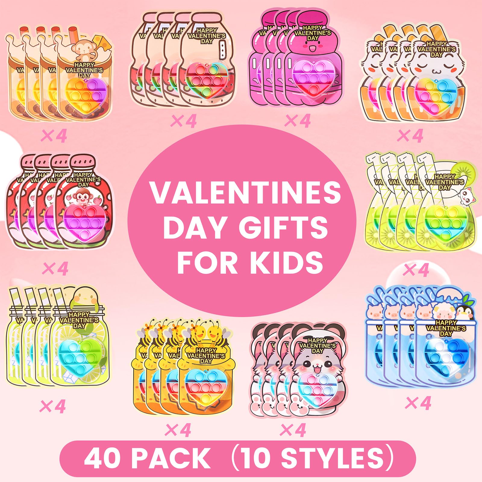 Valentines Cards With Toy APROAT Pop It Valentine's Day Cards With ...