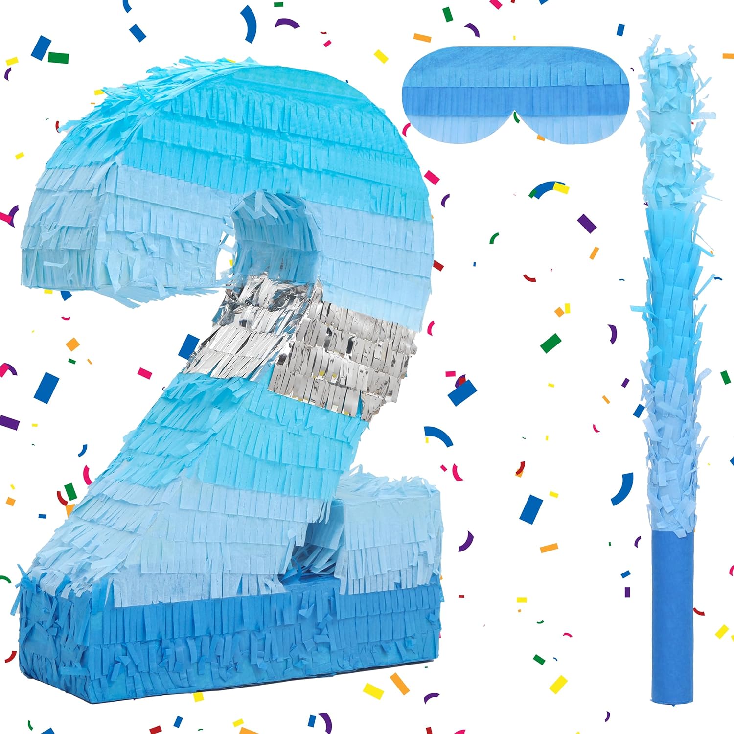 Amazon.com: Birchio Number 2 Pinata Bundle with a Blindfold and Bat(16. ...