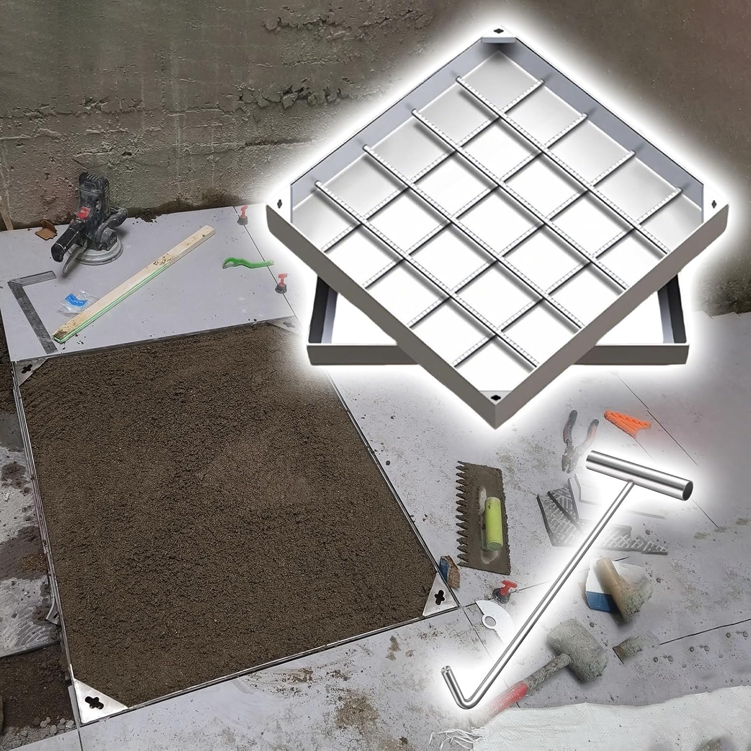 Invisible Square Inspection Chamber Cover, Stainless Steel Flush ...