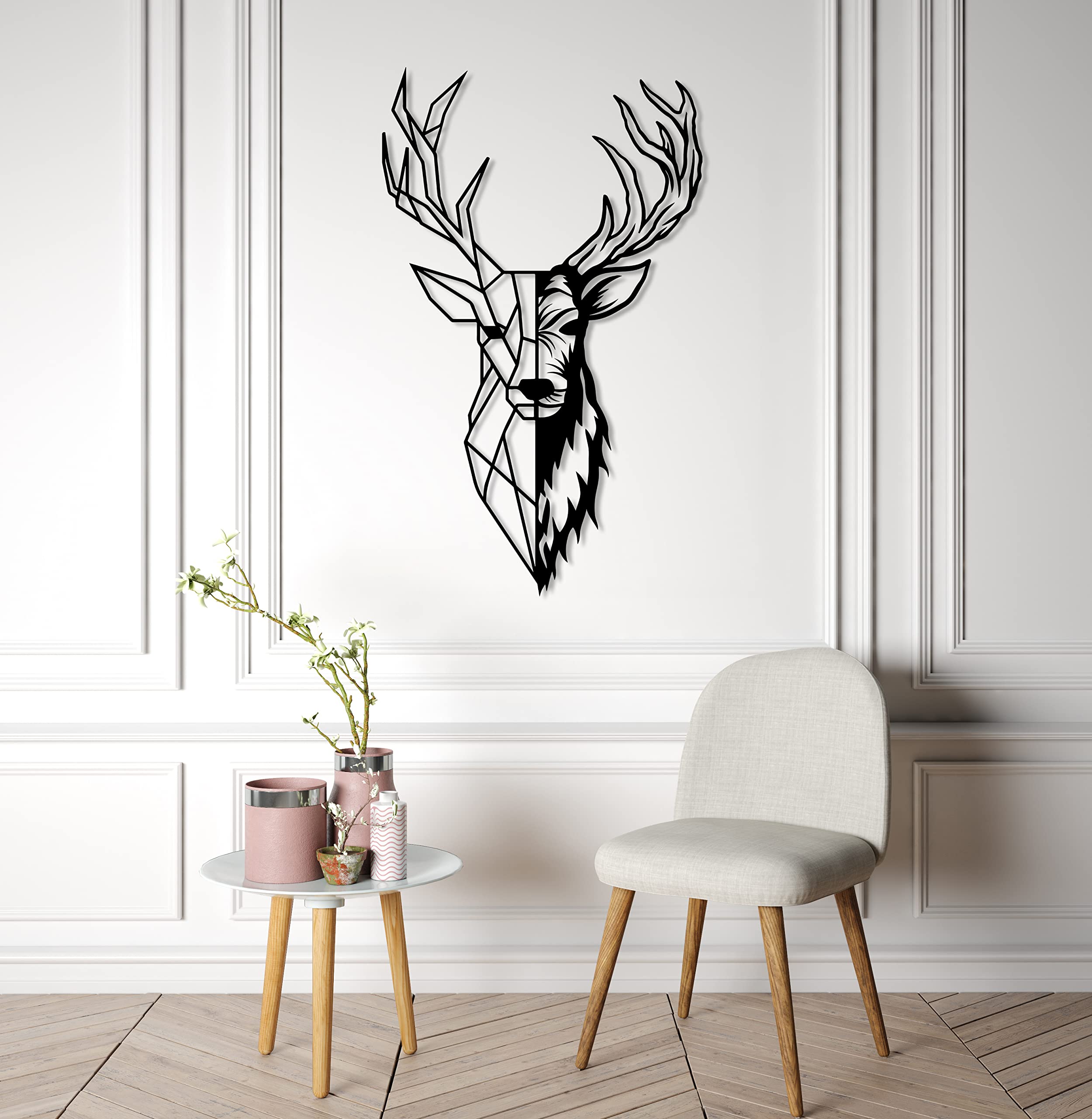 Amazon.com: Deer Head Metal Wall Art, Deer Sign, Geometric Deer Head ...