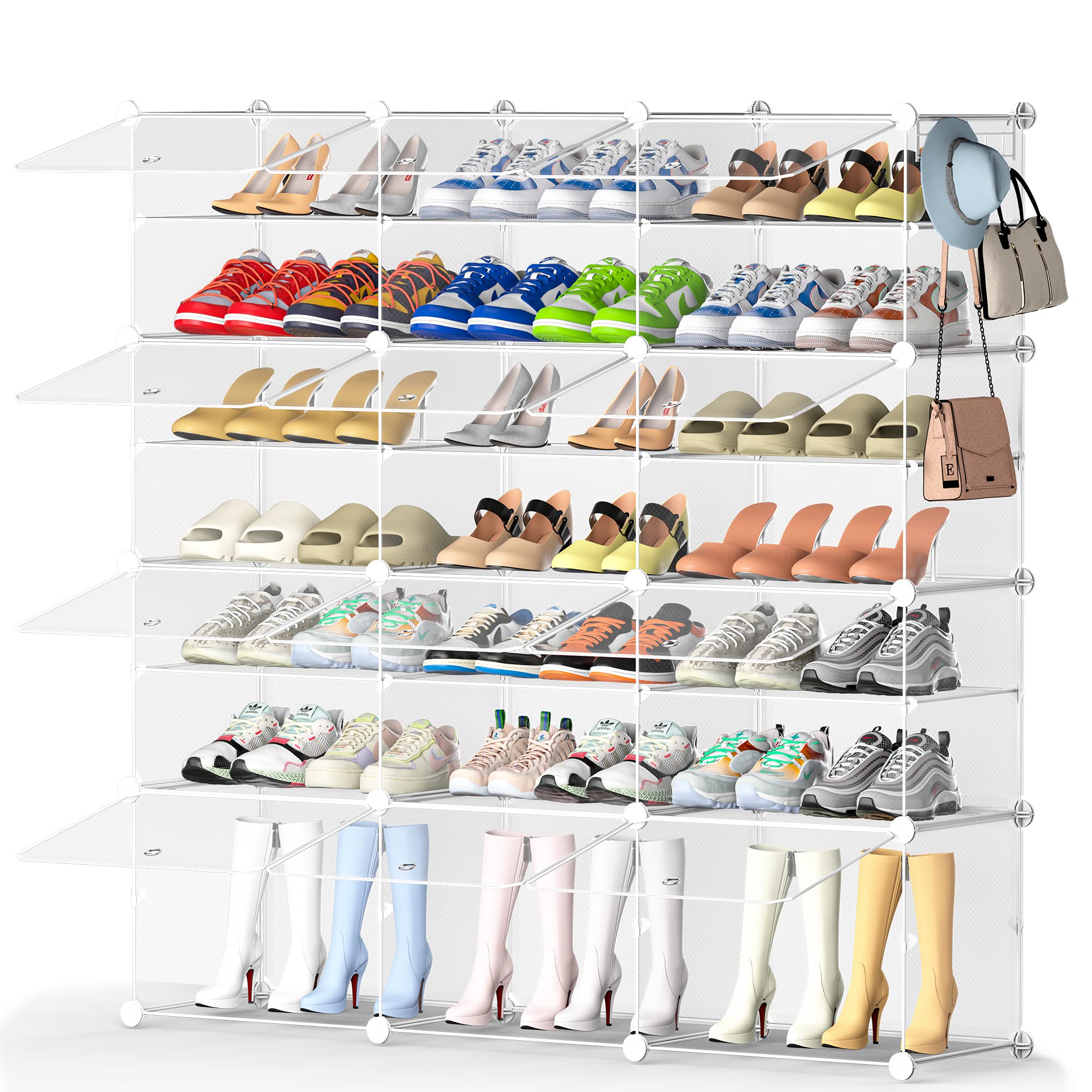 HOMIDEC Clear Shoe Organizer, 3 By 8 Tier Shoe Rack Shoe Storage ...