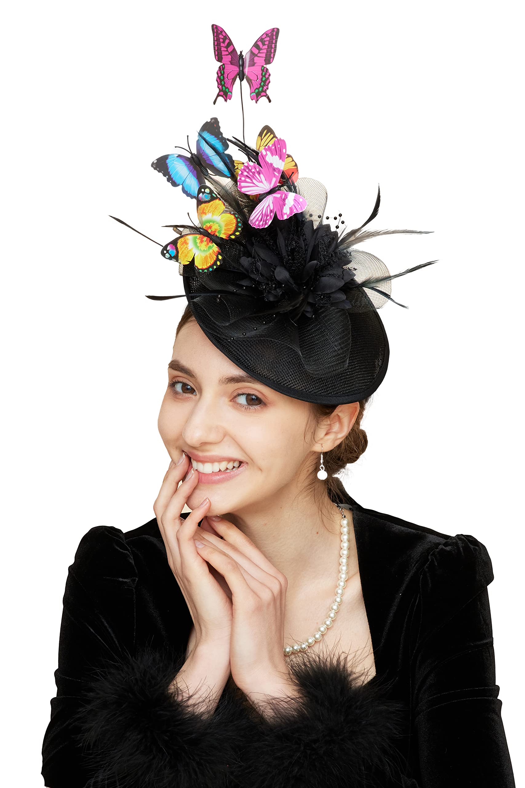 Snapklik.com : Gionforsy Butterfly Fascinator Hat Feather Derby Tea ...