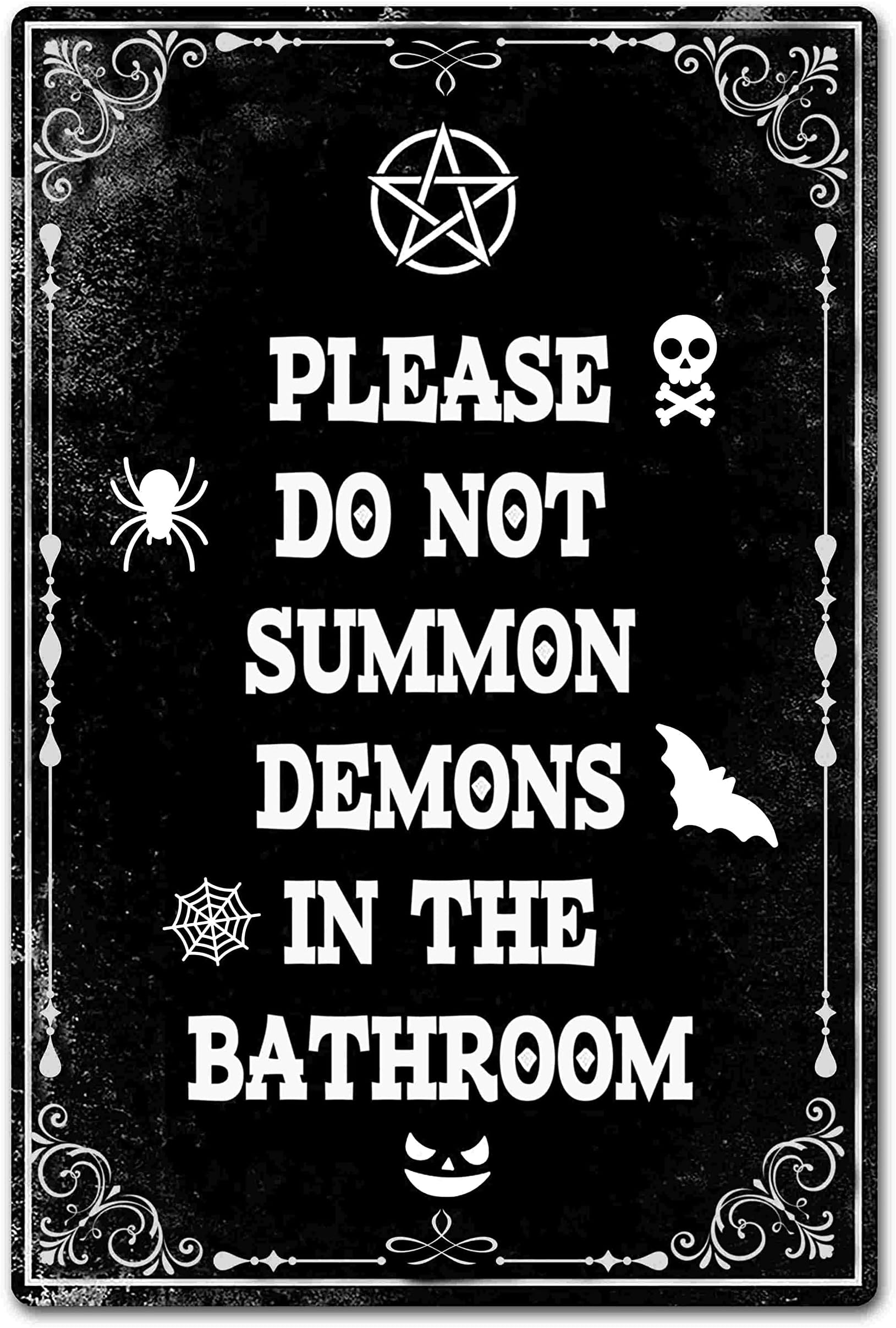Amazon.com: If You Summon Demons In The Bathroom Sign Funny Dark Humor ...