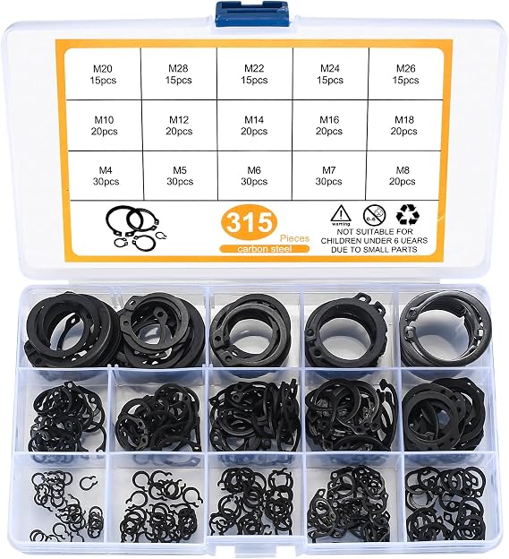 Set 315 Pezzi Anelli di Sicurezza, Assortimento di Seeger ad Anello ...