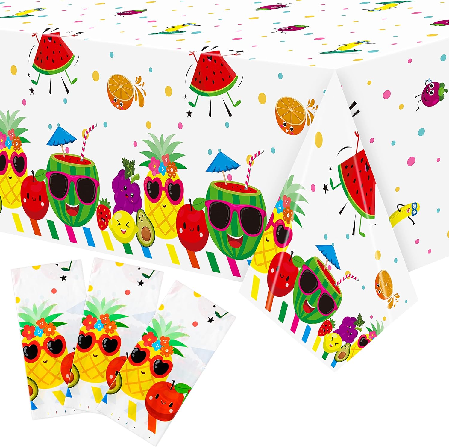 Amazon.com: BkeeCten 3 Packs Fruit Theme Table Cover Decorations ...