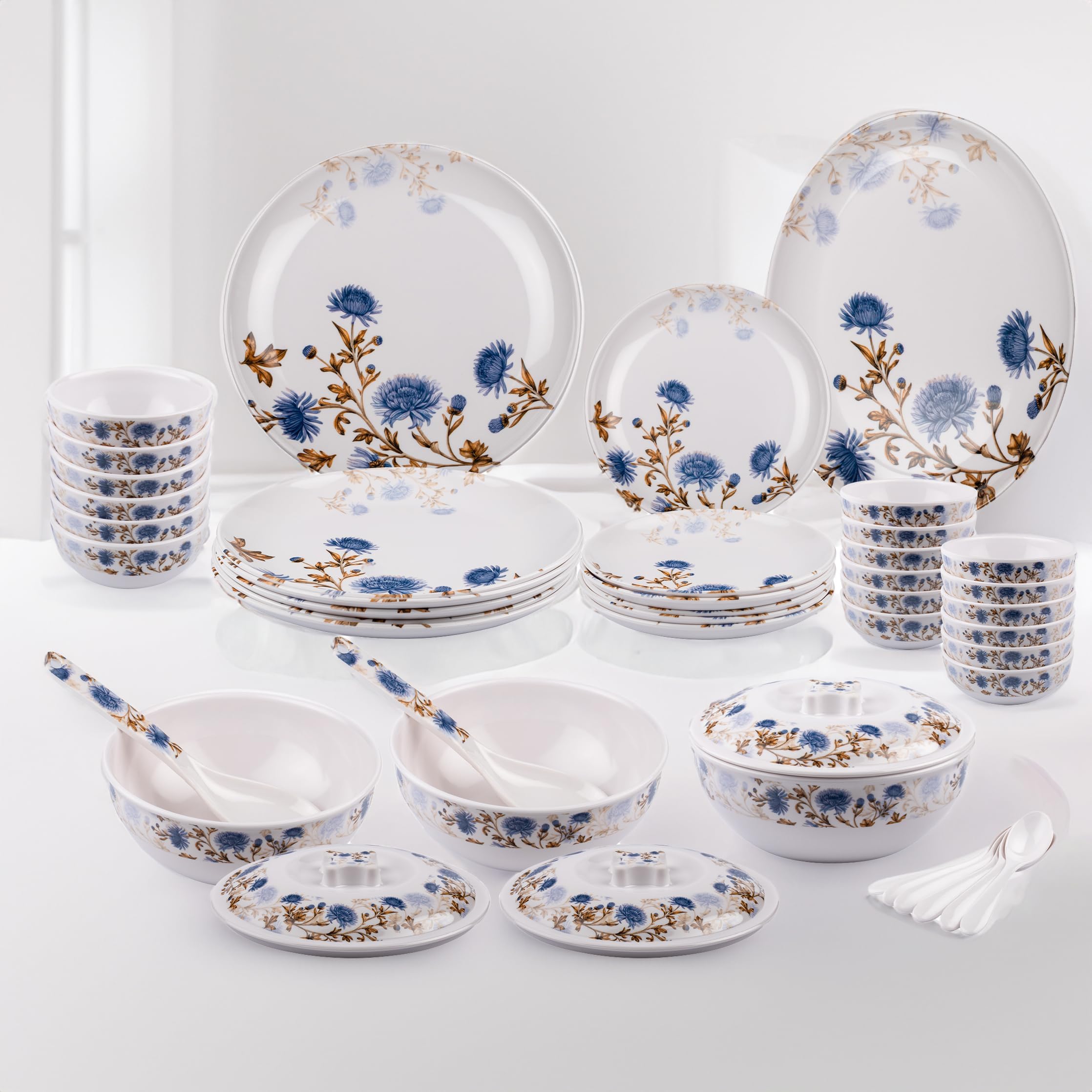 Gift Zone Melamine Floral Dinner Set Of 41 Pcs. (White) : Amazon.in ...