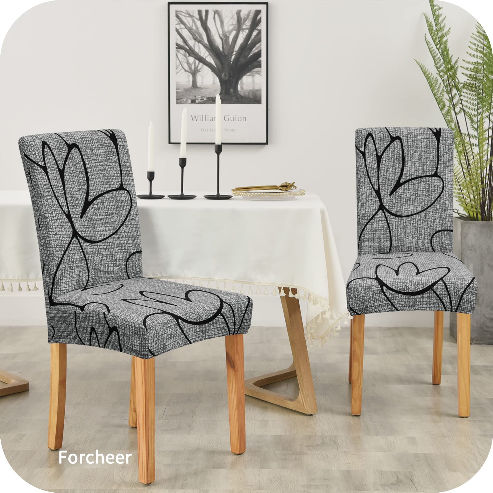 FORCHEER Stretch Chair Covers for Dining Room Set of 6,Printed ...