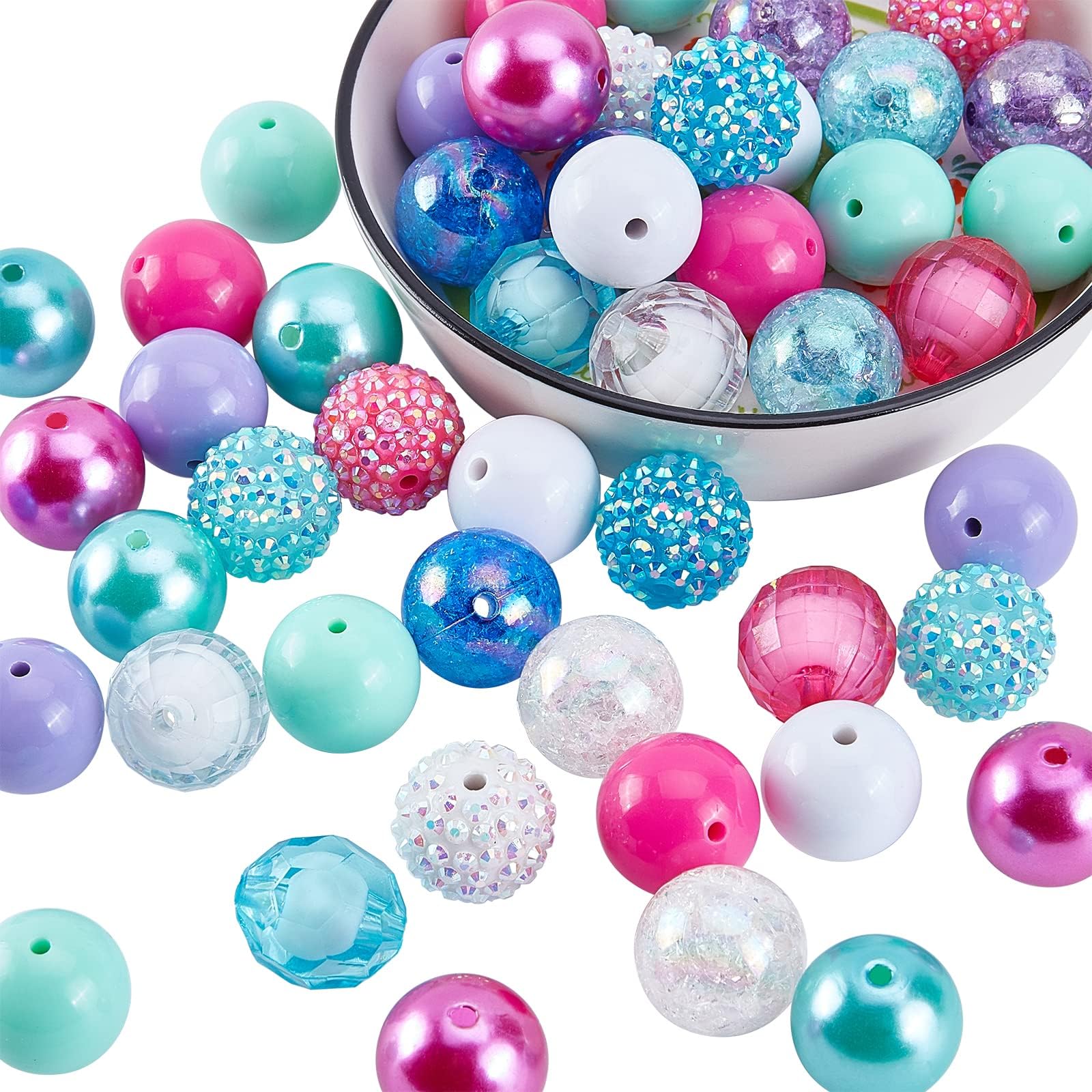 Amazon.com: Zeyune 100 Pcs Colorful Chunky Bubblegum Beads 20mm Round ...