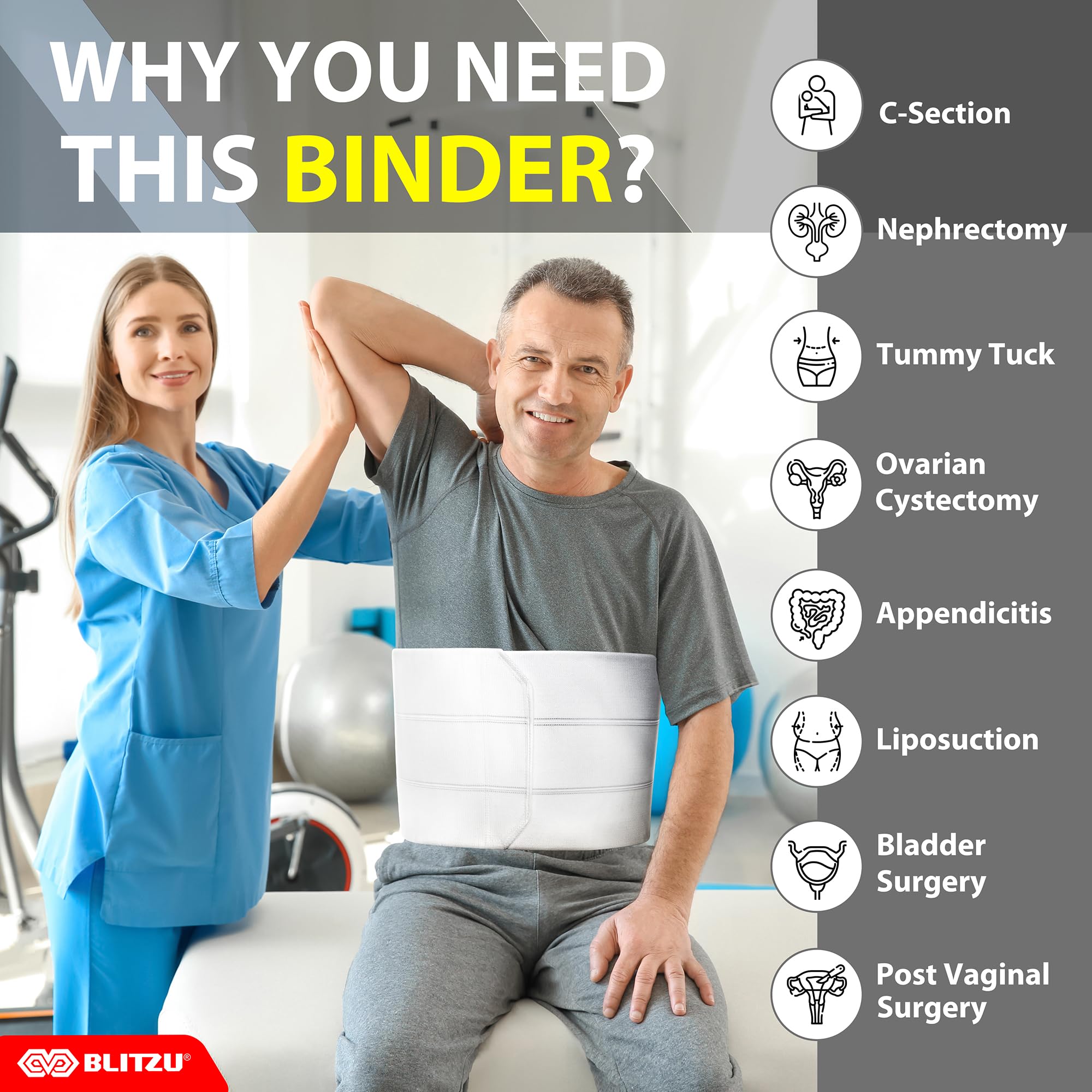 Snapklik.com : 9", 3 Panel Abdominal Binder For Post Surgery Recovery ...