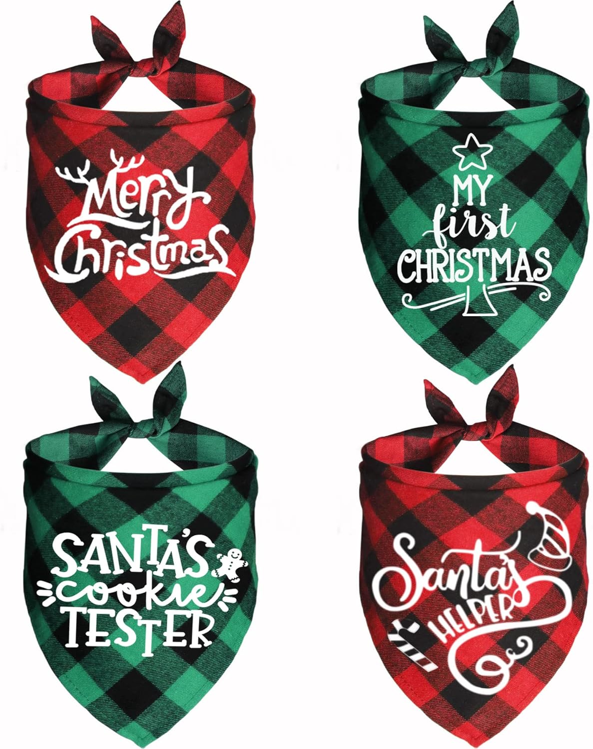 Amazon.com : JOTFA 4 Pack Christmas Dog Bandanas, Holiday Christmas Plaid Dog Puppy Bandana ...