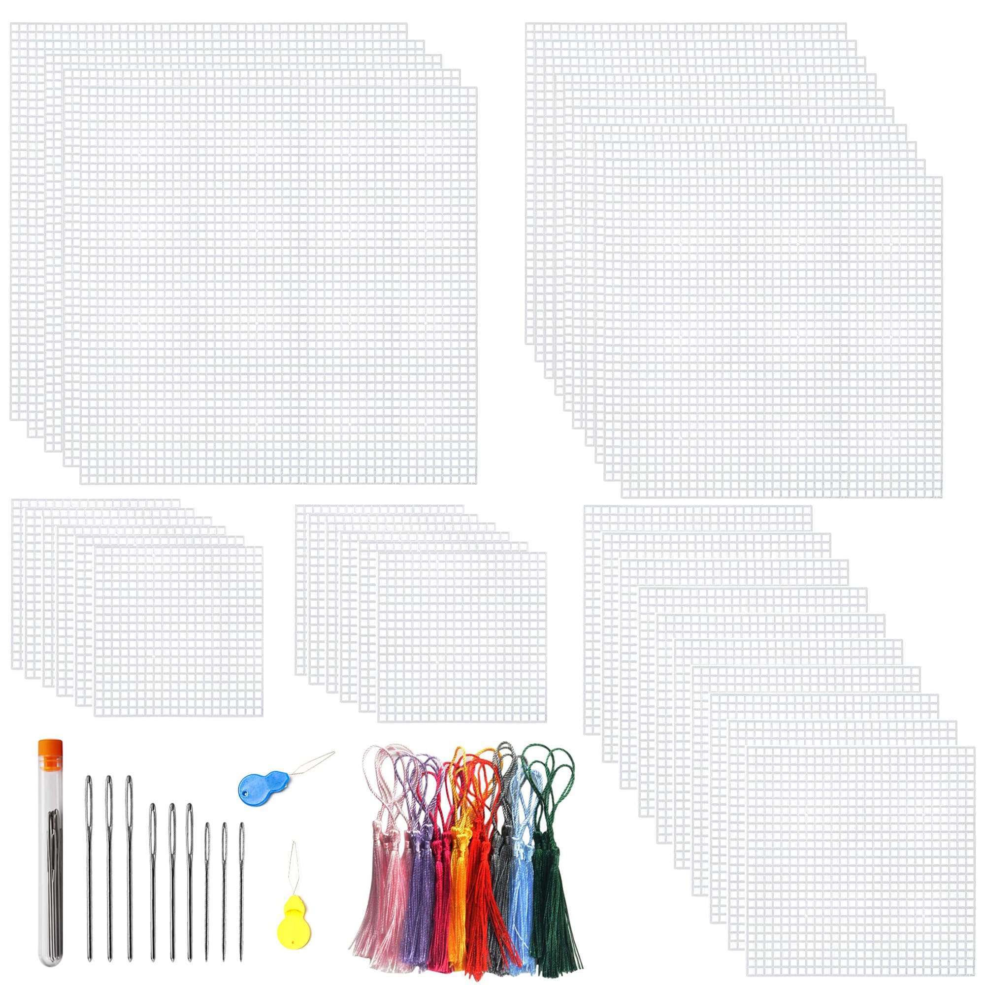Amazon.com: Allazone 53 PCS Clear Plastic Mesh Canvas Sheets for ...