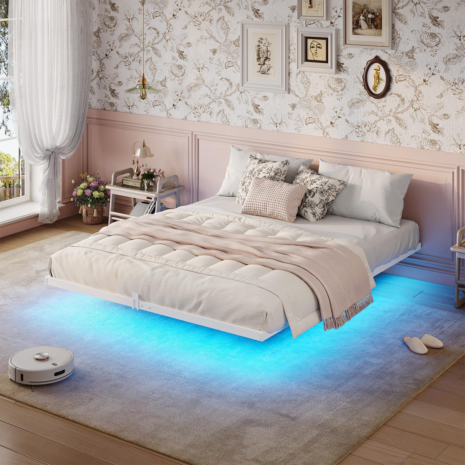 Amazon.com: OSCHF Floating Metal Bed Frame - Full Size Modern Platform ...