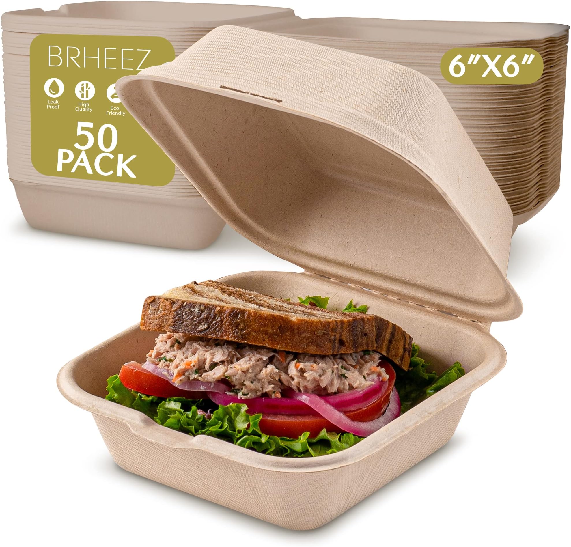 Amazon.com: Clamshell Take Out Food Containers,100 Pcs Compostable To ...