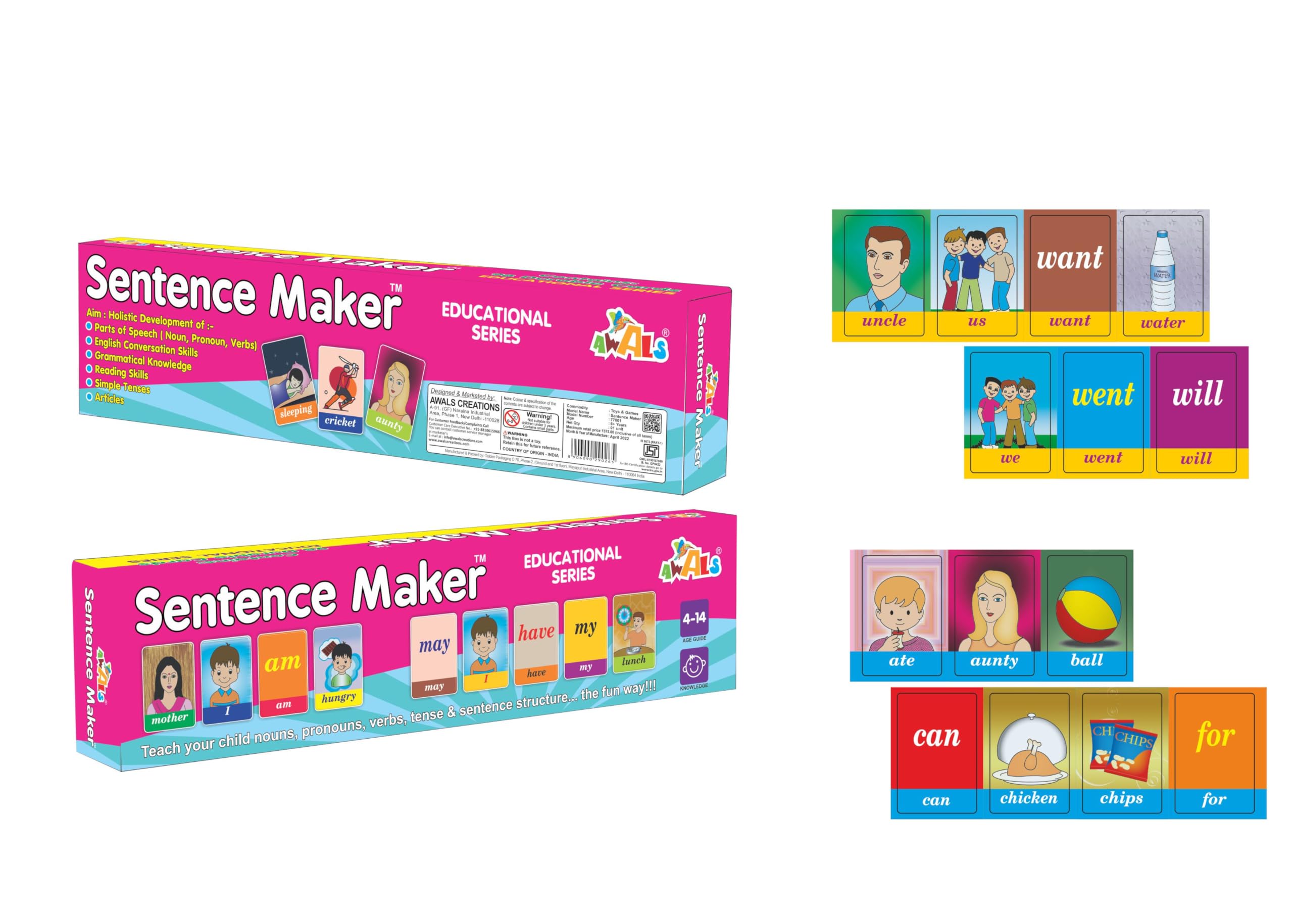 Buy Golden Games Max Fun Sentence Maker | 98 Durable Multi Colour Cards ...
