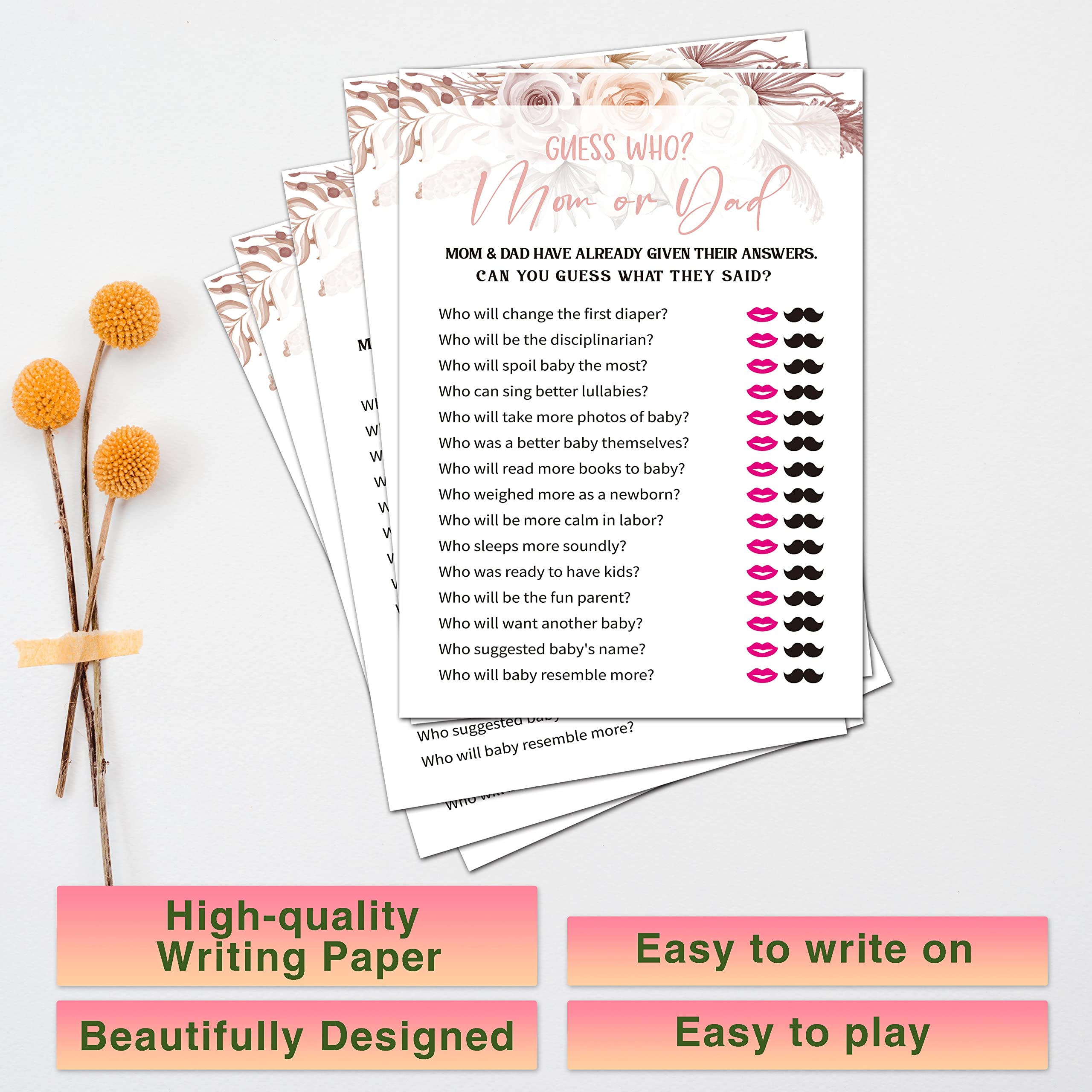 Dad Mom Baby Shower Printable Games And Qualities 10 Free Printable