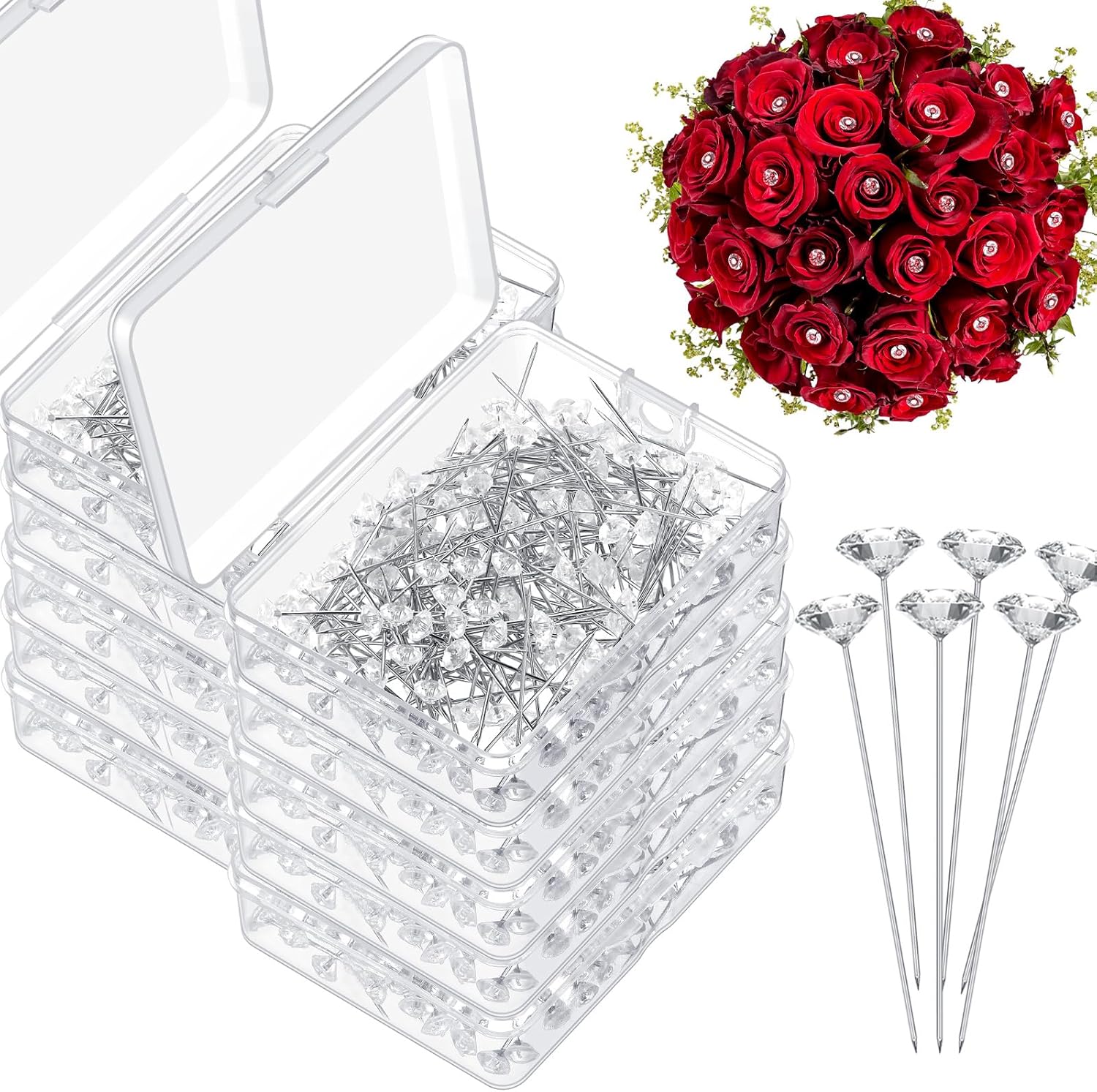 Amazon.com: Yuxung 2000 Pcs Bouquet Pins for Flowers 1.5 Inch Straight ...