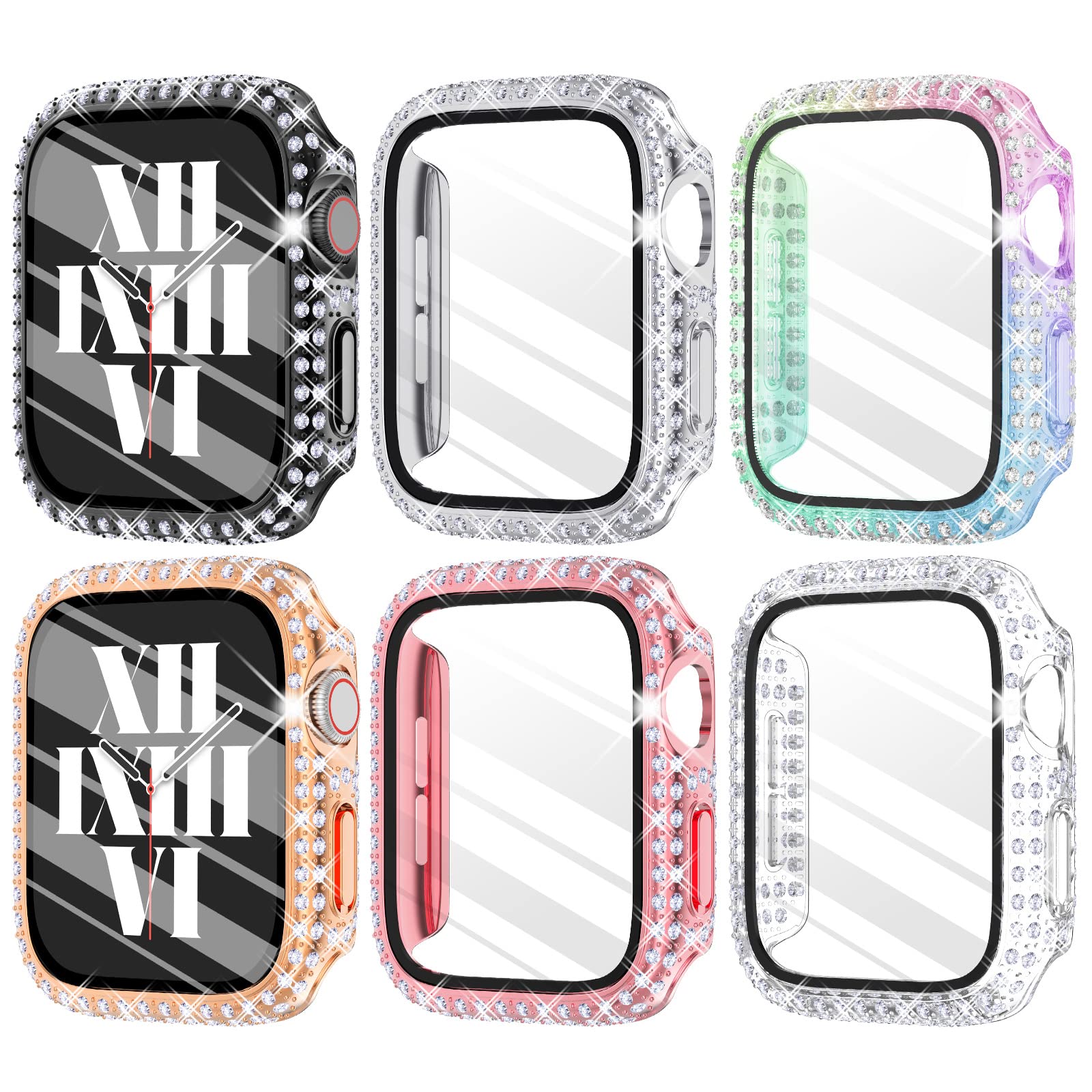 Amazon.com: Fullife 6-Pack Compatible with Bling Apple Watch Series 9 ...