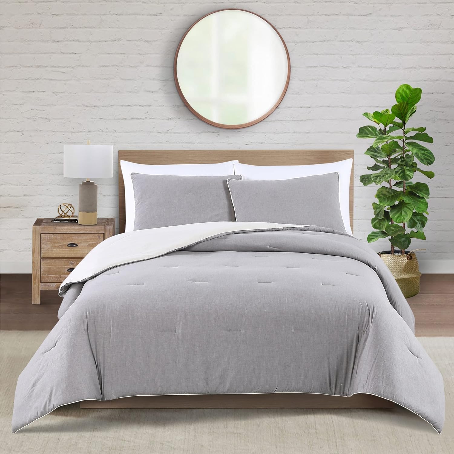 Amazon.com: Sunham Wellbeing Natural Dye Comforter Set, 3-Piece, 100% ...