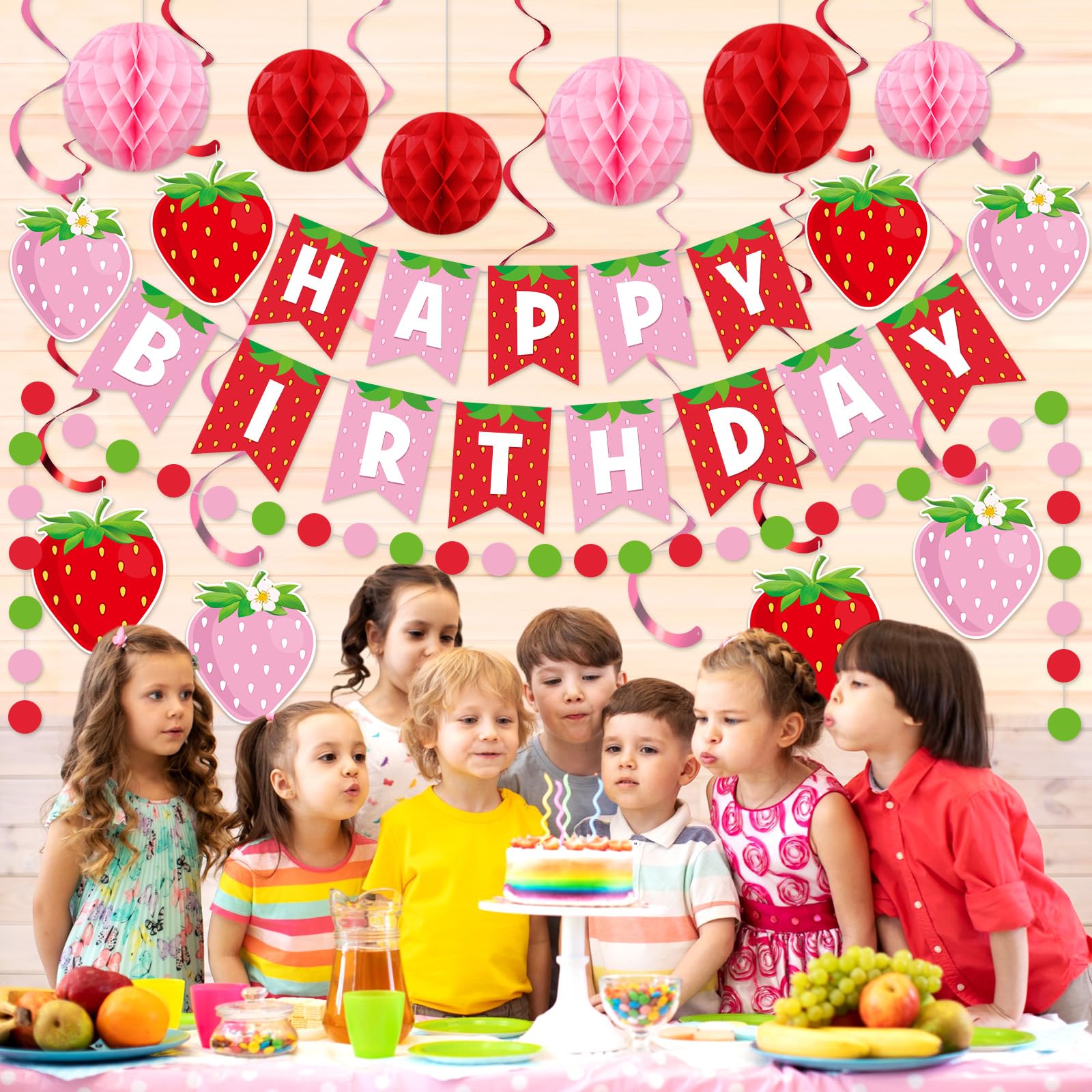 Snapklik.com : 17 Pcs Strawberry Party Decorations Set Strawberry ...