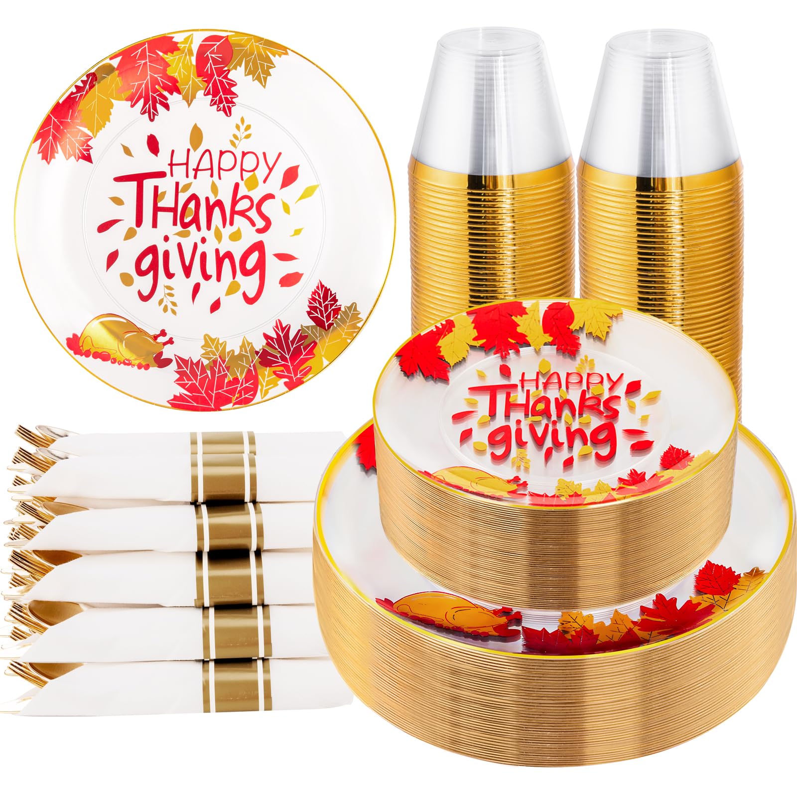Amazon.com: SUT 175PCS Thanksgiving Plastic Plates, Thanksgiving Plates ...